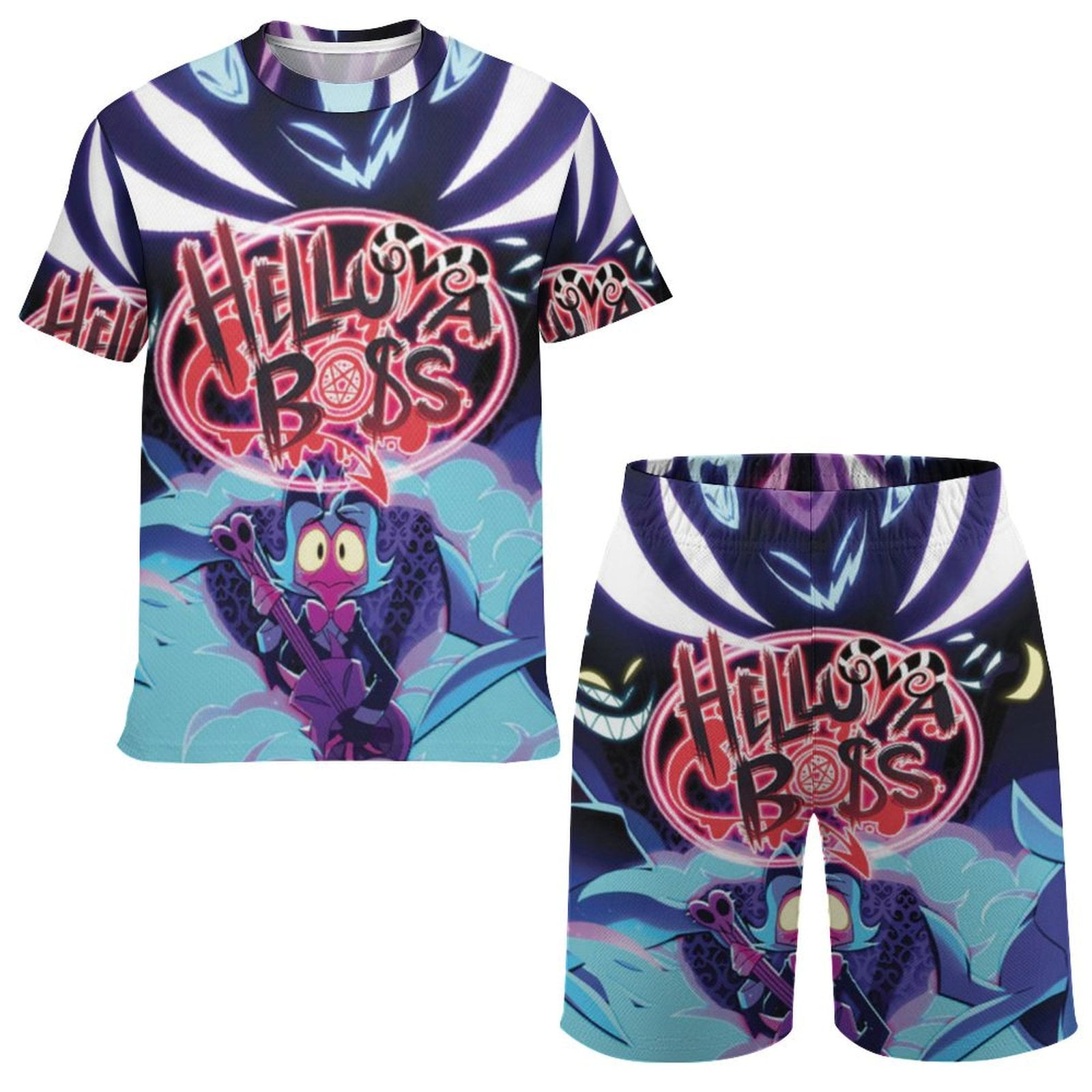 Boys Helluva Boss Short Sleeve Mesh T-Shirt And Shorts Outfit Set ...