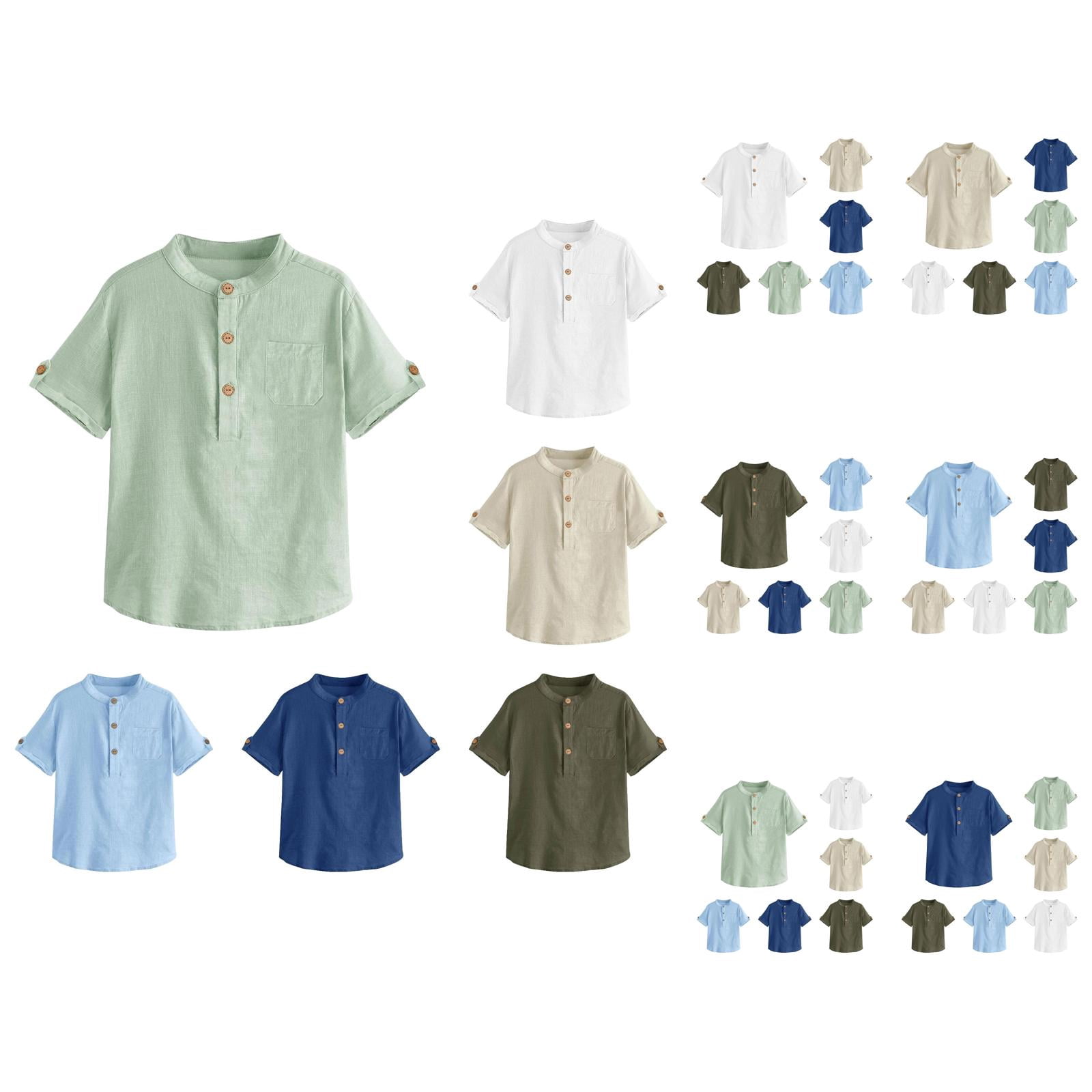 Boys Henley Shirt Short Sleeve T Shirts for Boys Stand Collar Tab ...