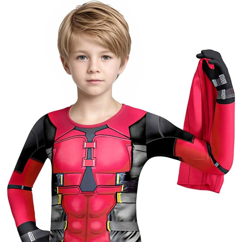 Boys Heroes 3D Print Wolverine Logan Deadpool Bodysuit Red Suit Zentai ...