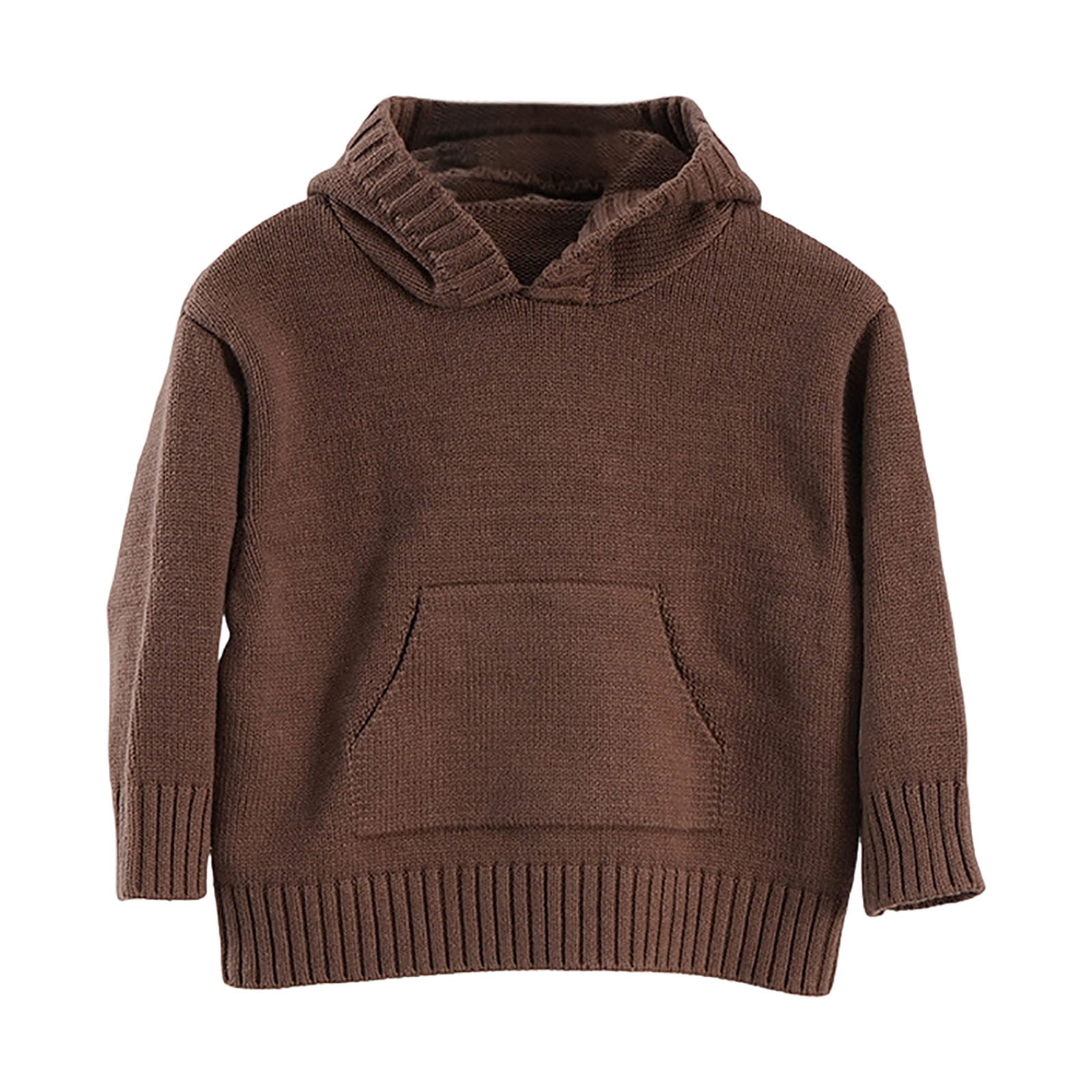 Boys Hooded Knit Sweater Casual Pullover Long Sleeve Kids Top With Warm ...