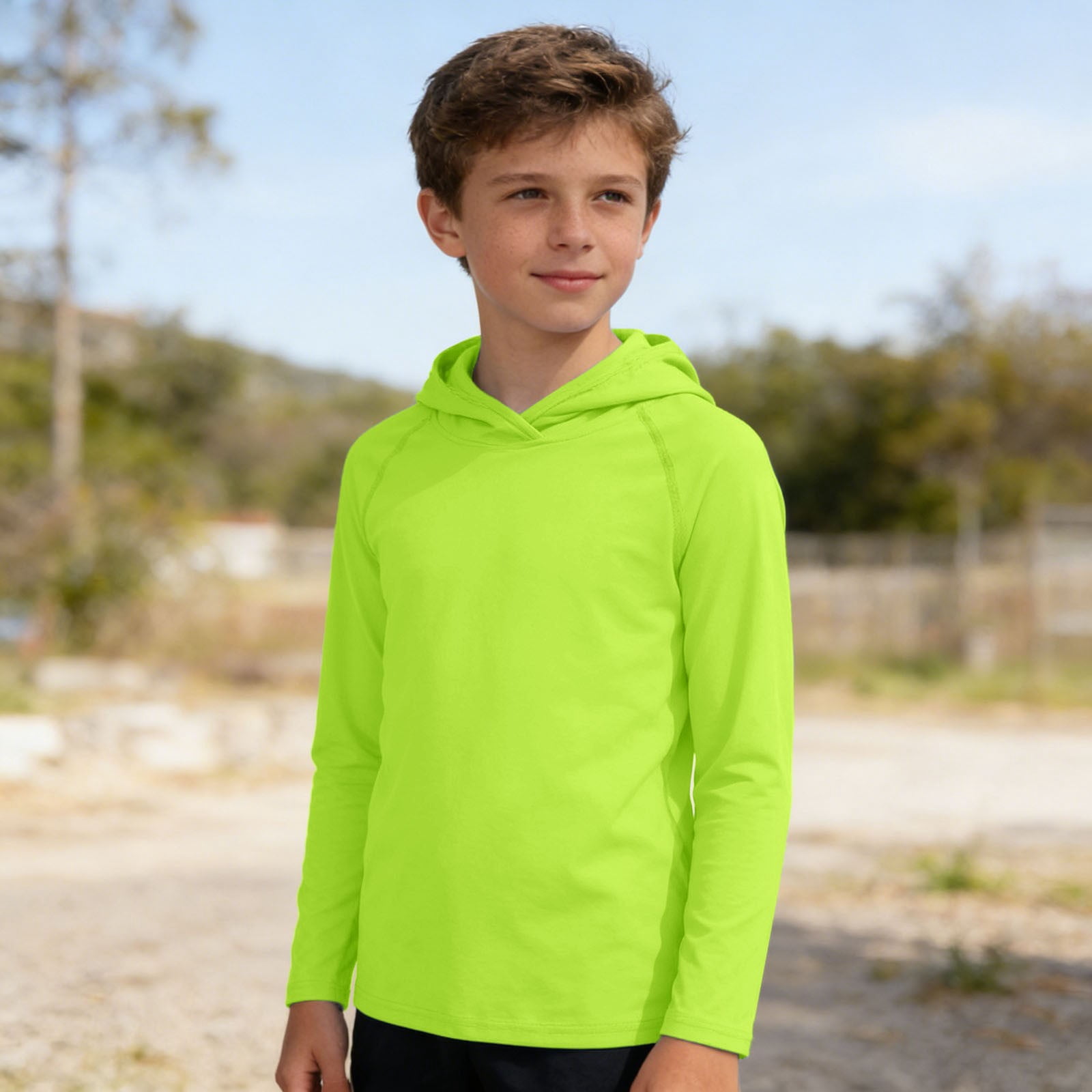 Boys Hooded Long Sleeve Rash Guard Swim Shirt, Youth Kids UPF 50 ...