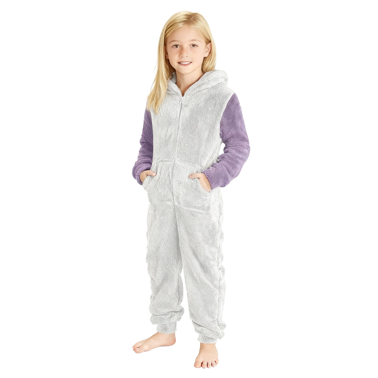 Boys Hooded Romper Jumpsuit Winter Warm Pajamas With Color Design For ...