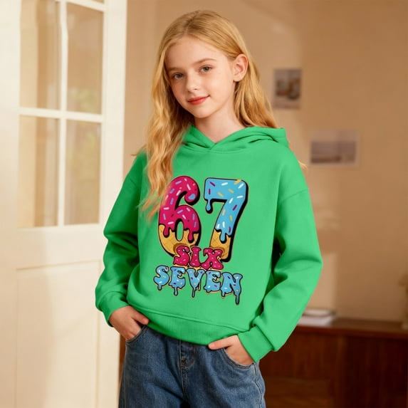 Boys Hooded Sweatshirt with Graphic Print Long Sleeve Pullover Casual ...