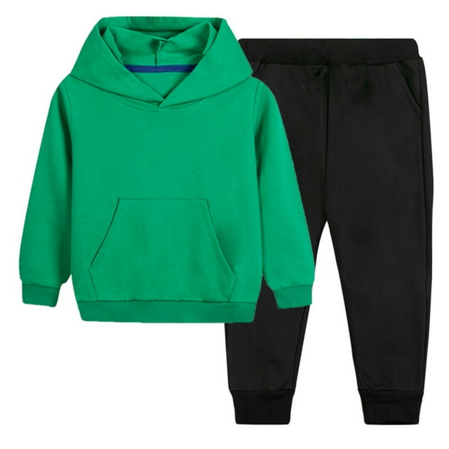 Boys Hooded Tracksuit Pullover Sweatshirt Jogging Pants Set 2 Pieces ...