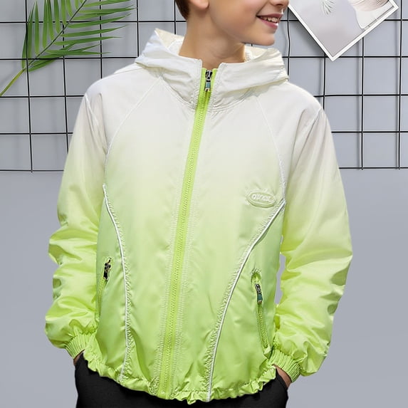 Boys Hooded Windbreaker UPF Sun Protection Jacket, Lightweight Water ...