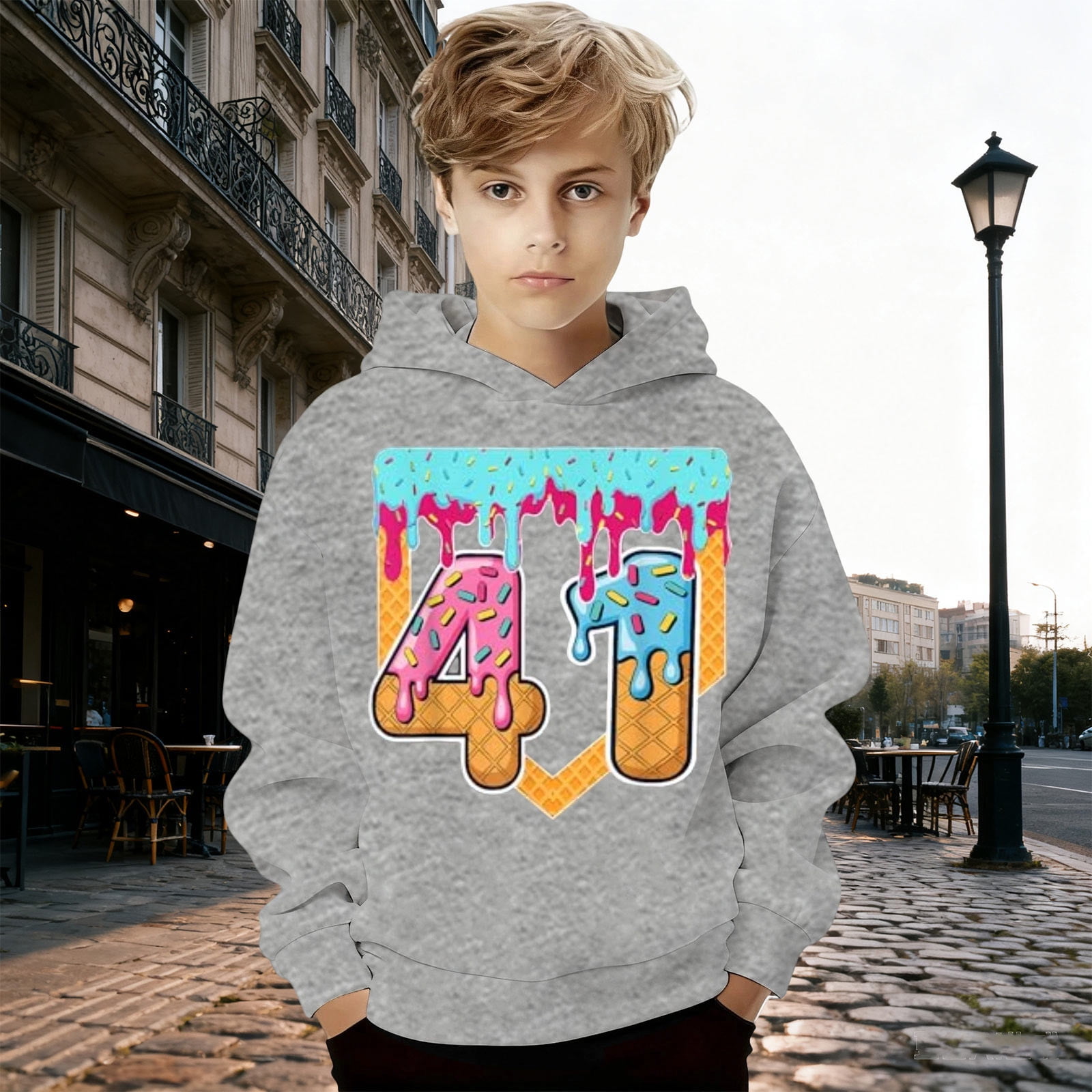 Boys Hoodies 100 Days Print Loose Fall Winter Pullover Hoodie Top ...