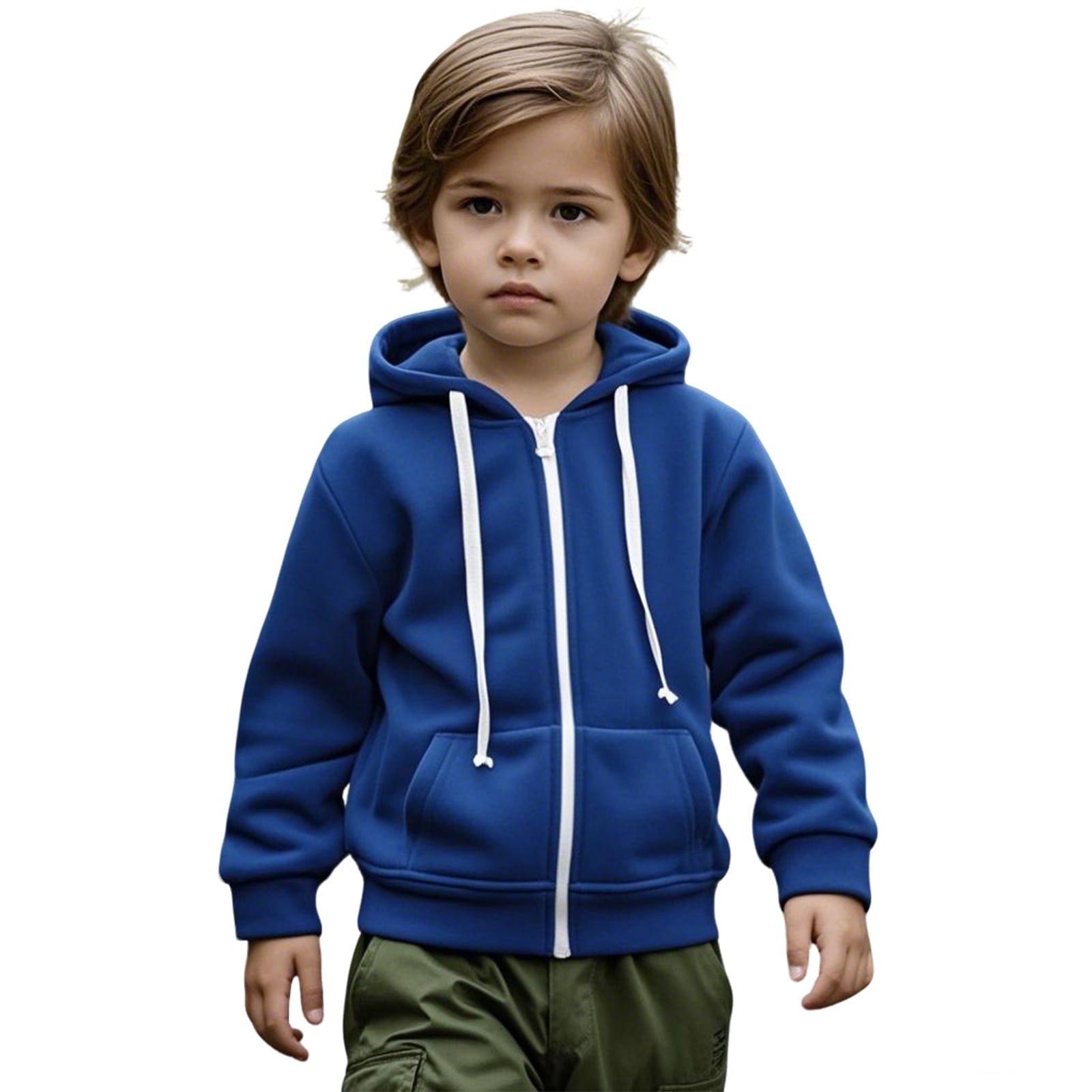 Boys Hoodies Dark Blue Full Zip Up Hoodies Long Sleeve Pullover Tops ...