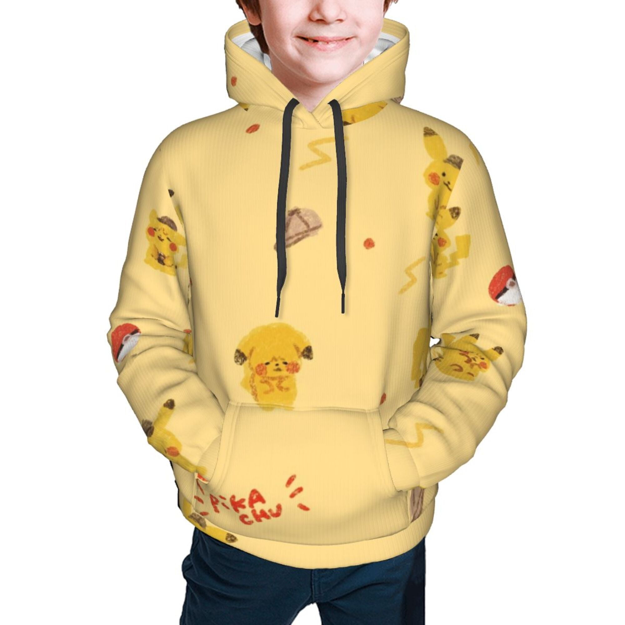 Boys Hoodies Sweatshirt Cartoon Pokémon-Pikachu Pullover with Big ...