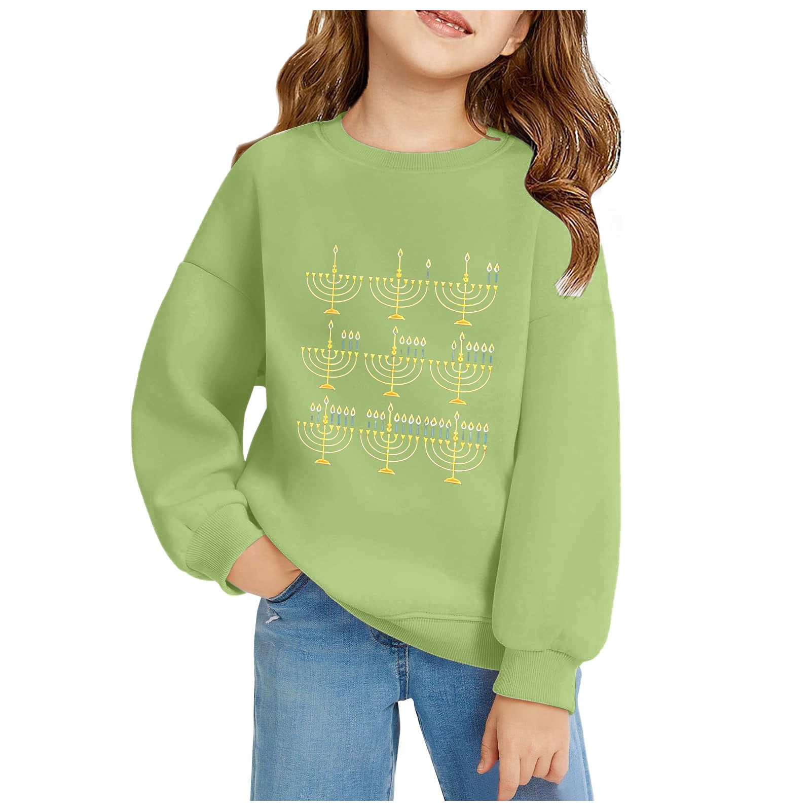 Boys Hoodies & Sweatshirts Kids Chanukah Menorah Print Warm Long Sleeve ...