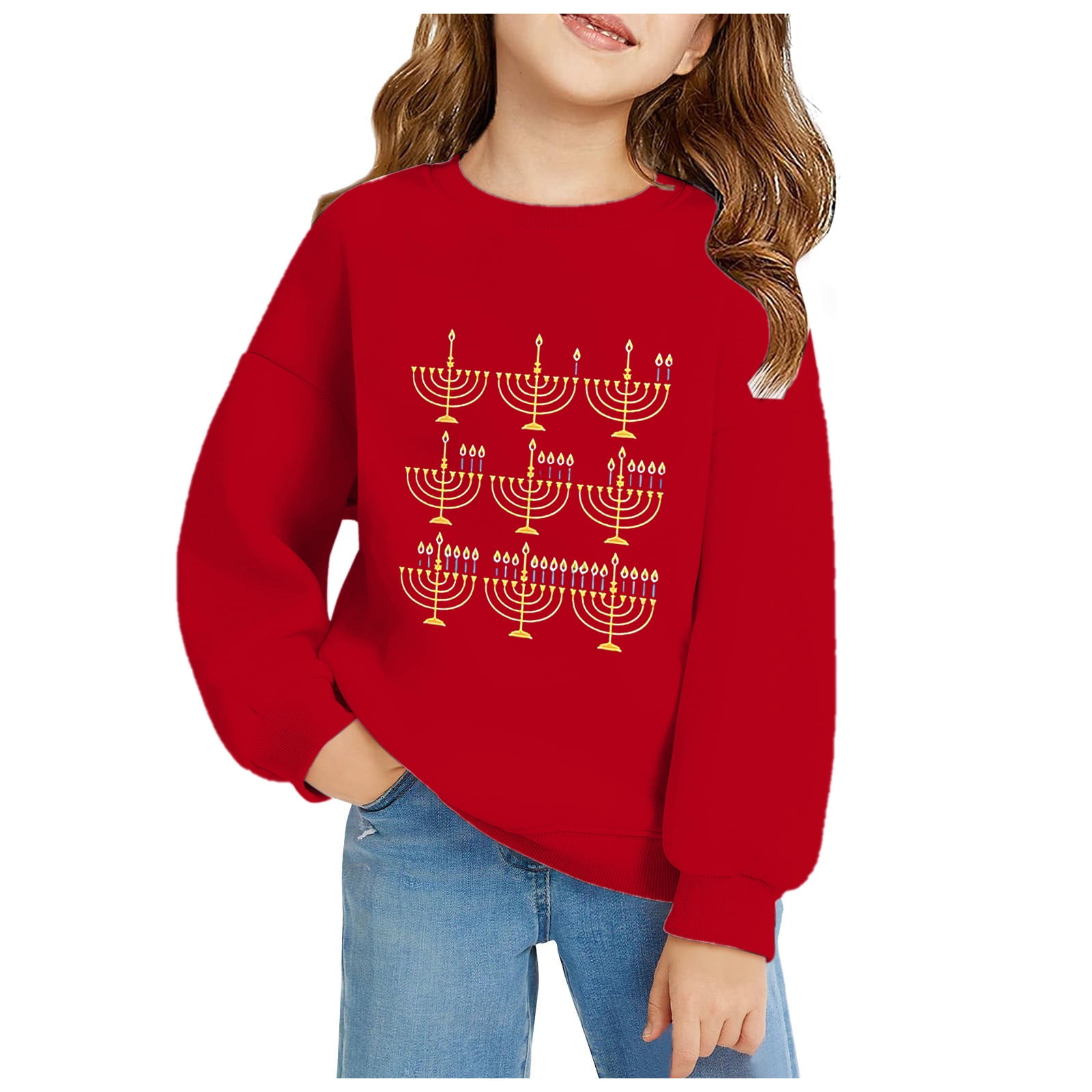 Boys Hoodies & Sweatshirts Kids Chanukah Menorah Print Warm Long Sleeve ...