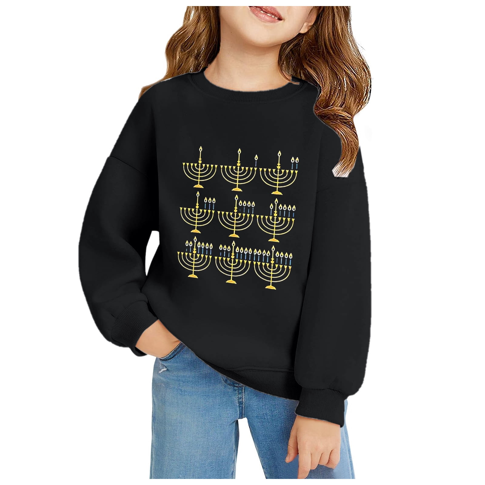 Boys Hoodies & Sweatshirts Kids Chanukah Menorah Print Warm Long Sleeve ...