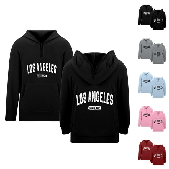 Boys Hoodies & Sweatshirts Letter Print Pullover Zip Up Hoodie With ...