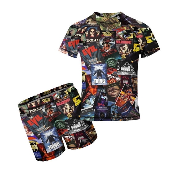 Boys Horror Character Movie Rash Guard Set 2 Piece Swimsuits Short ...