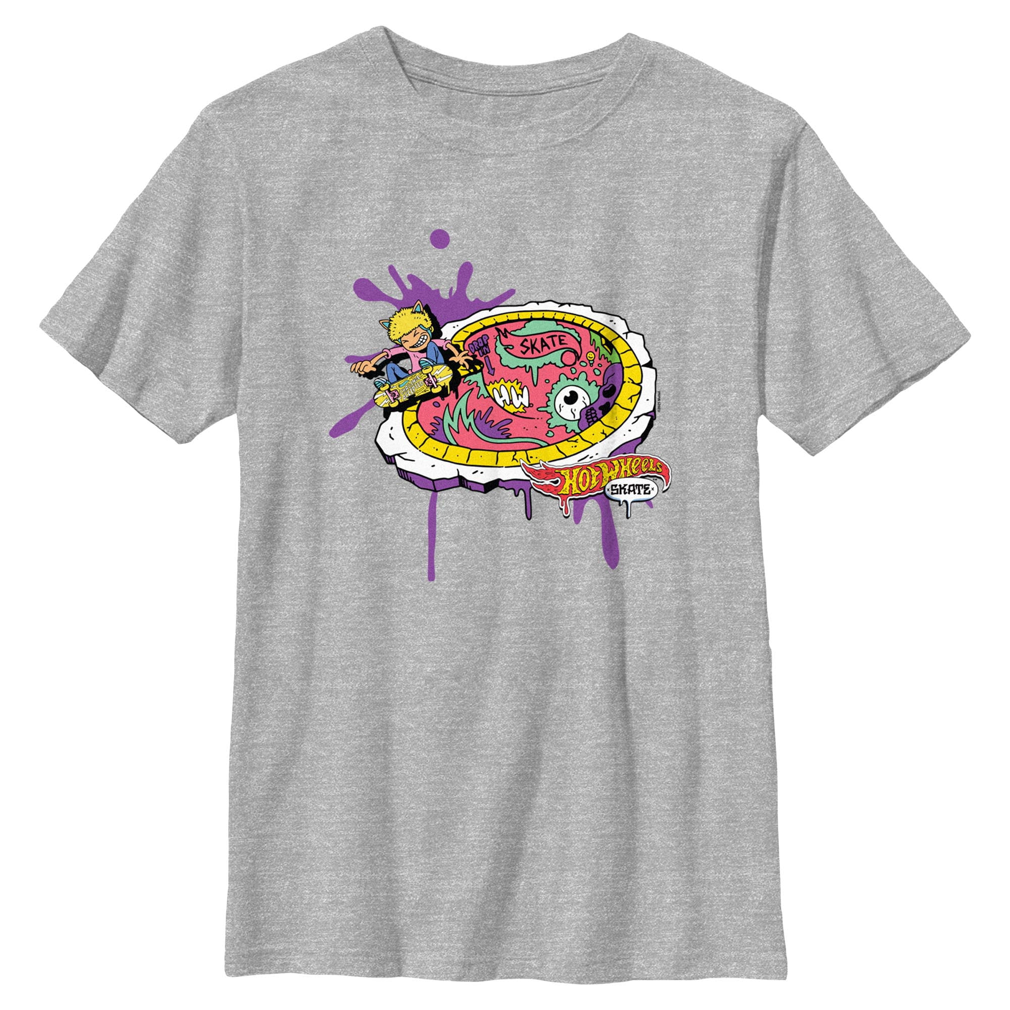 Boys Hot Wheels Animated Skating Badge T Shirt - Walmart.com