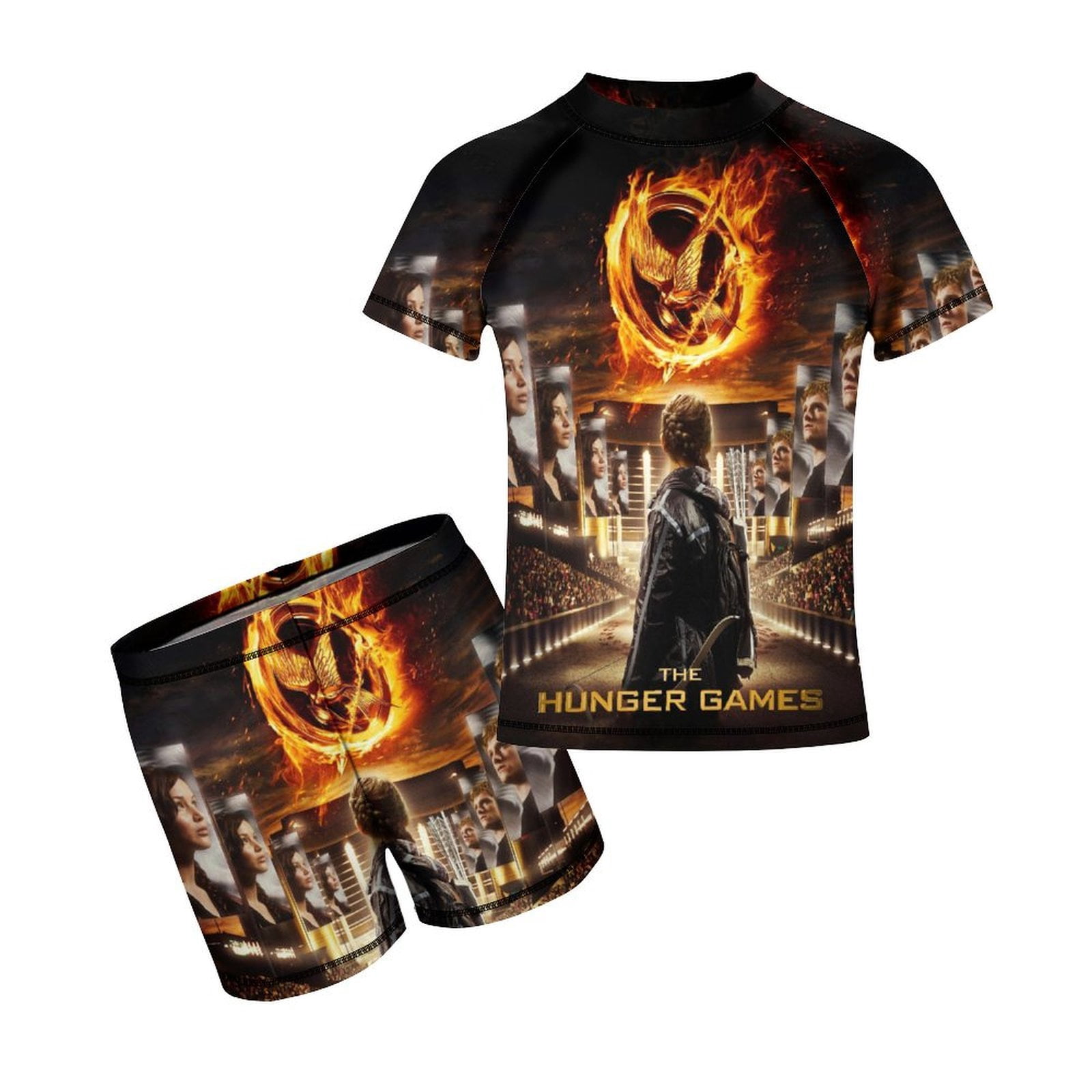 Boys Hunger Movie Game Rash Guard Set 2 Piece Swimsuits Short Sleeve ...