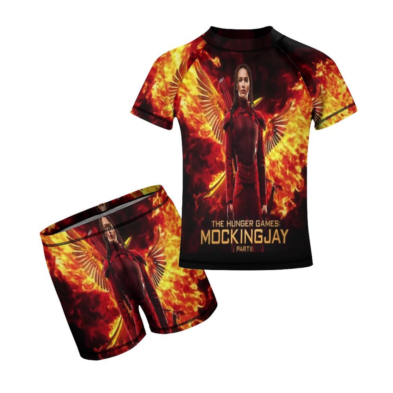 Boys Hunger Movie Game Rash Guard Set 2 Piece Swimsuits Short Sleeve ...