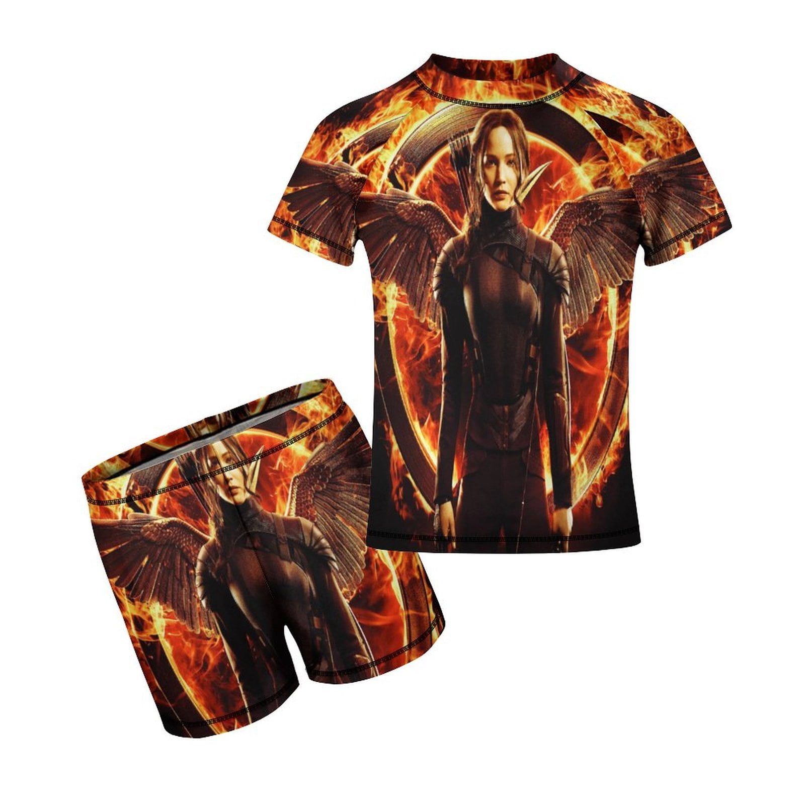 Boys Hunger Movie Game Rash Guard Set 2 Piece Swimsuits Short Sleeve ...