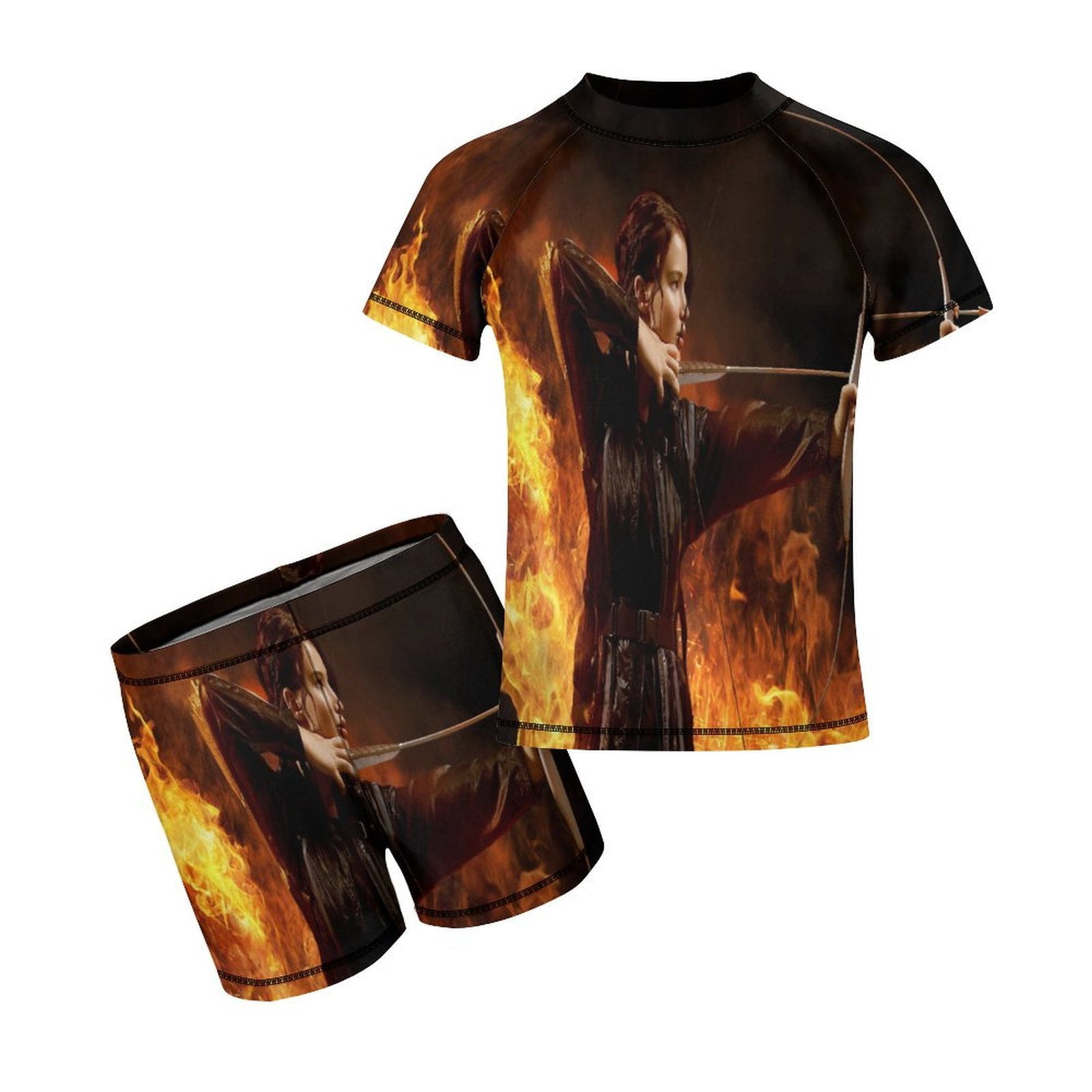 Boys Hunger Movie Game Rash Guard Set 2 Piece Swimsuits Short Sleeve ...