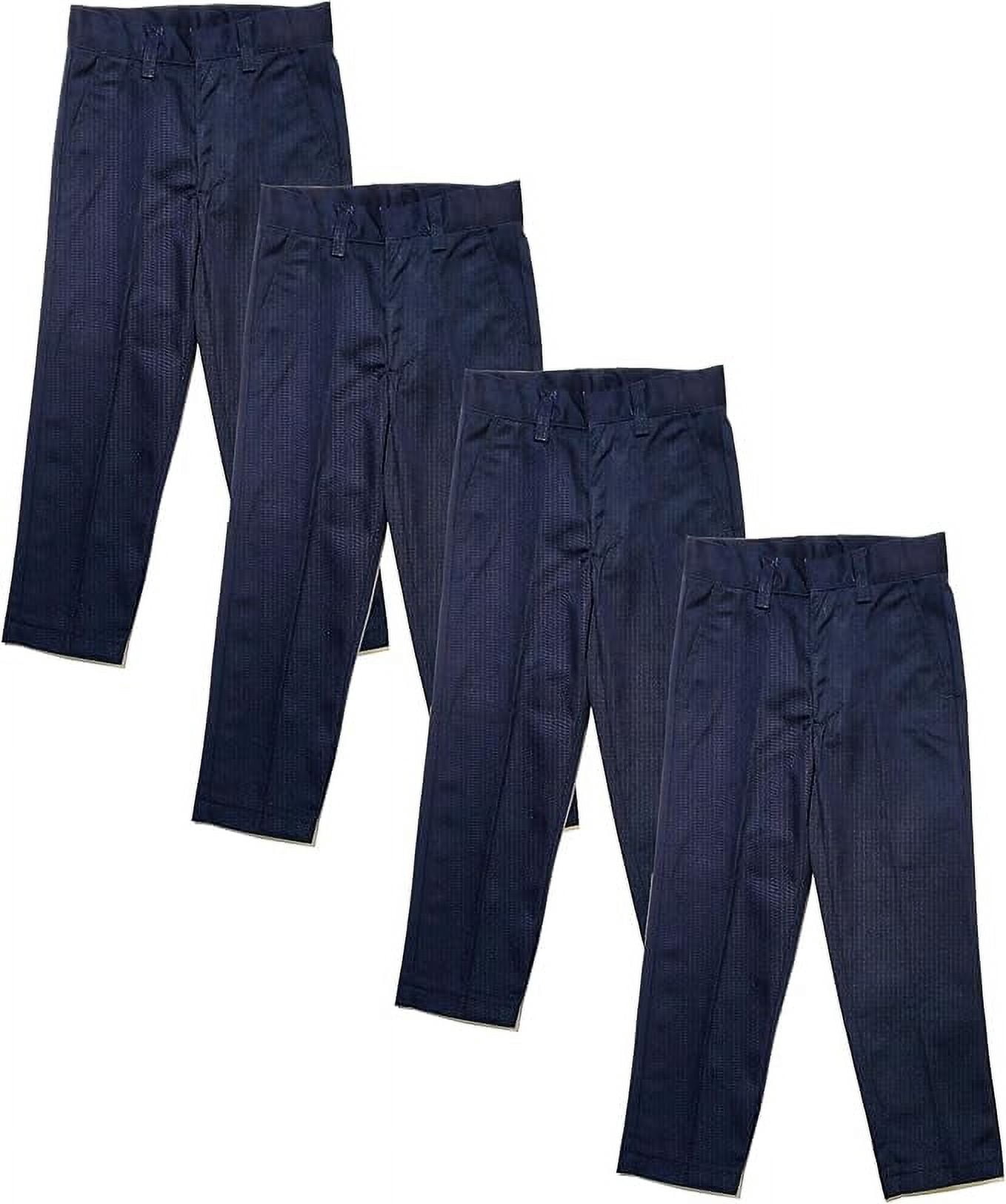 Boys Husky Fit Straight Flat Front Adjustable Waist School Uniform ...