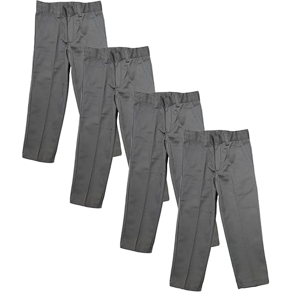 Boys Husky Fit Straight Flat Front Adjustable Waist School Uniform ...