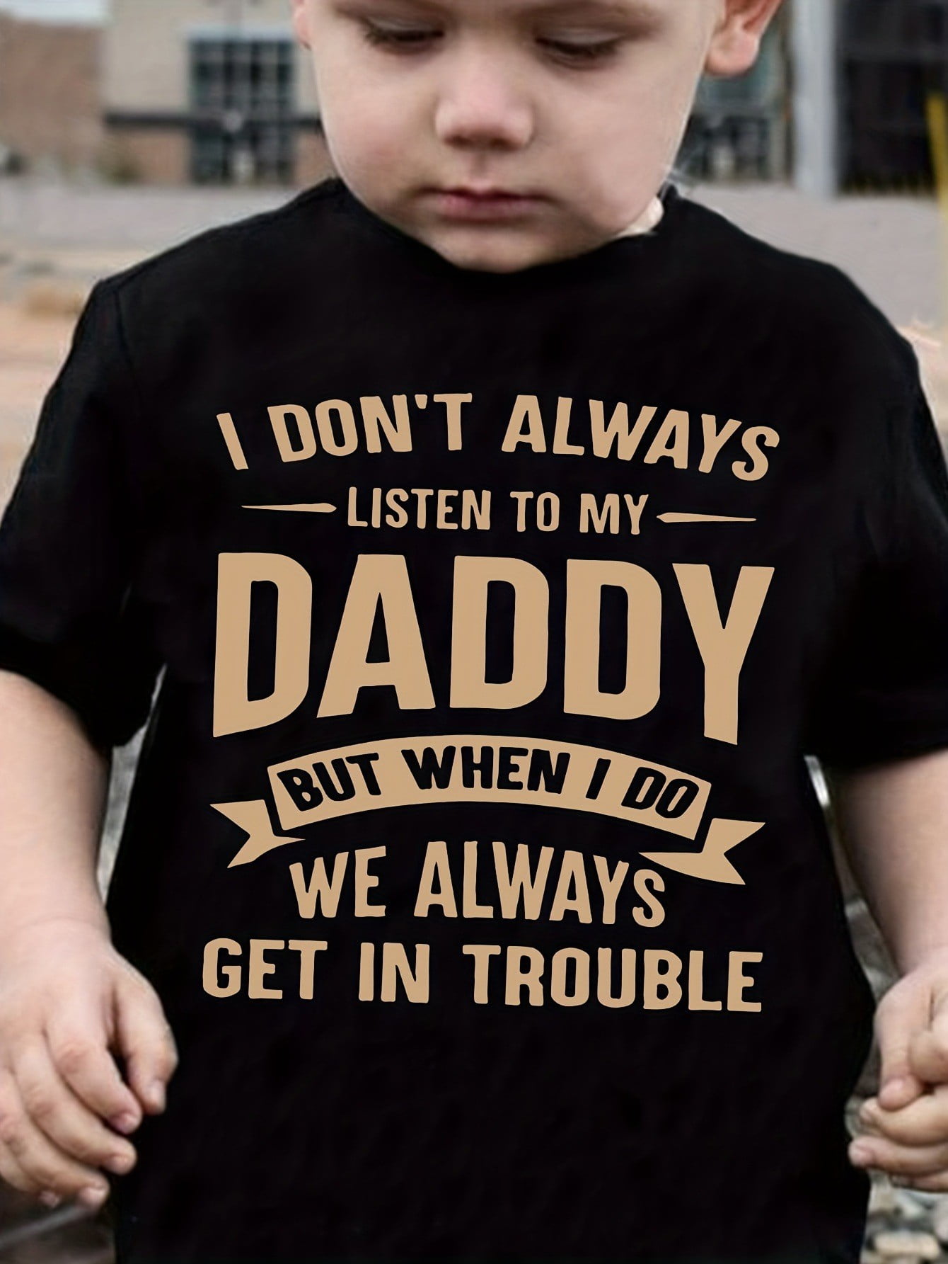 Boys' "I Don't Always Listen to My Daddy" Graphic T-Shirt - Black ...