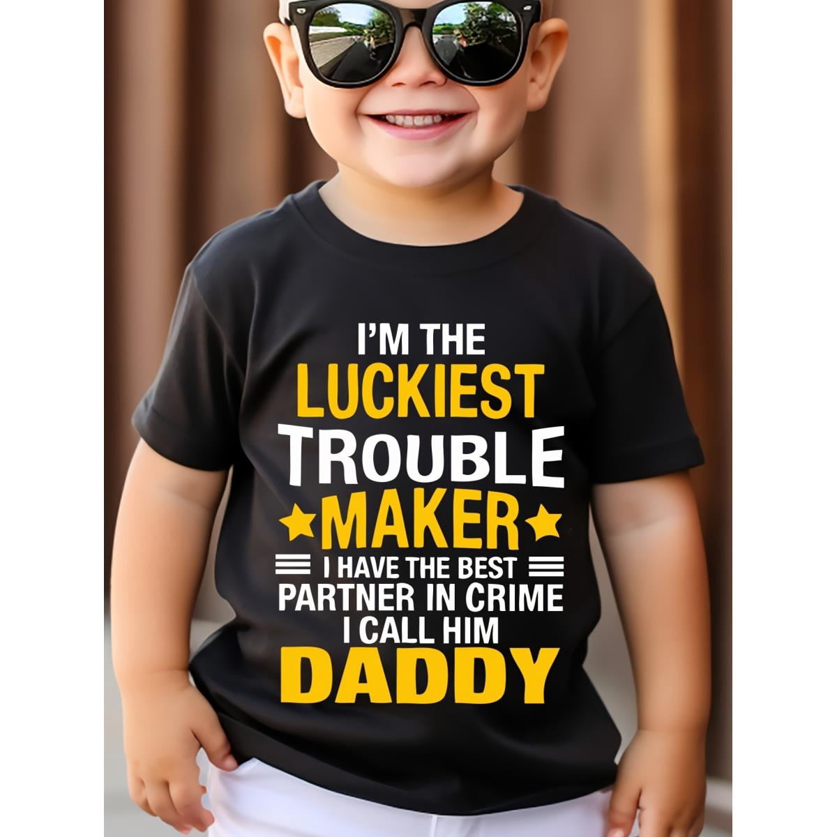 Boys' "I'm the Luckiest Troublemaker" Graphic Tee - Fun & Comfortable ...