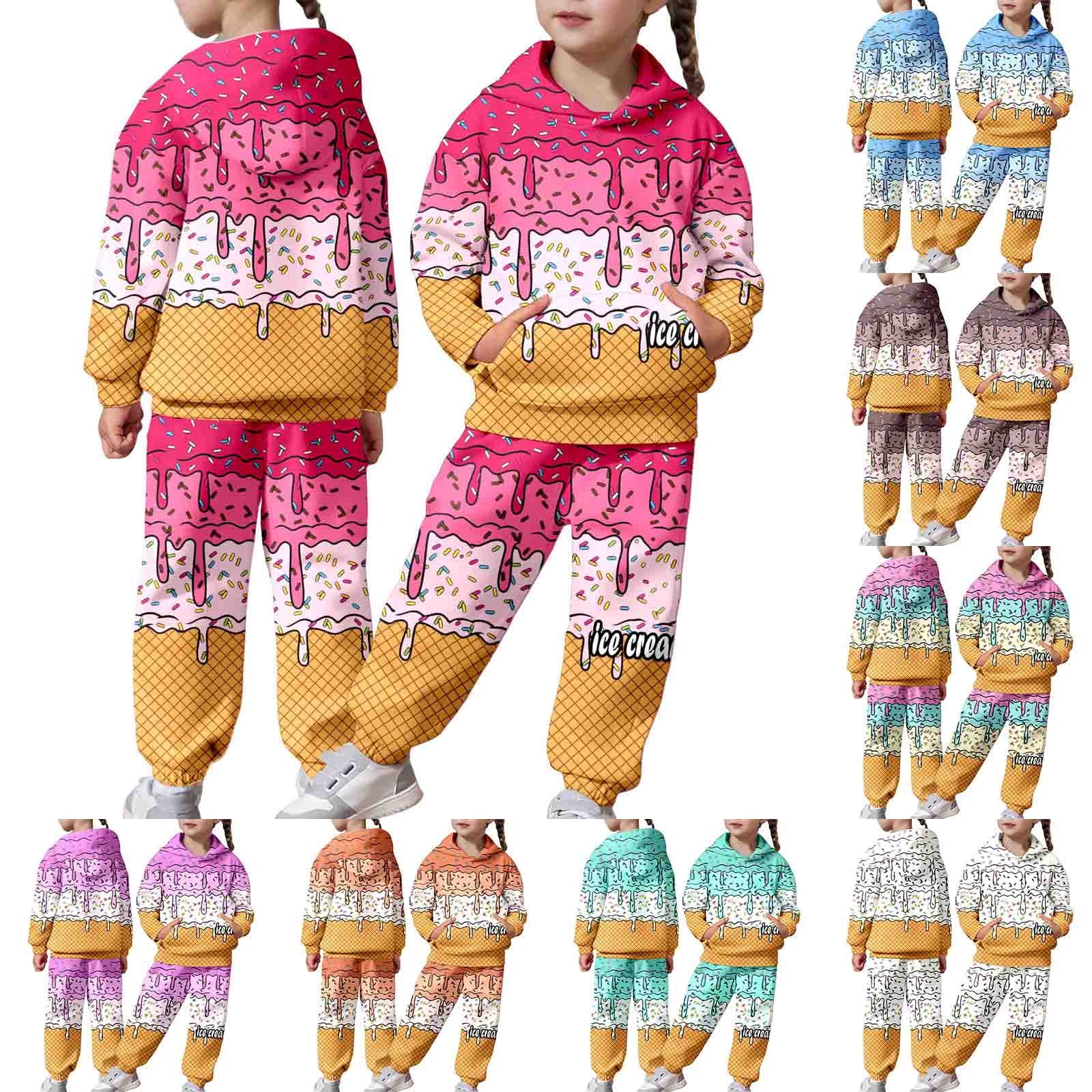Boys Ice Cream Clothes 2 Piece Outfits Ice Cream Drip Baseball Hoodie ...