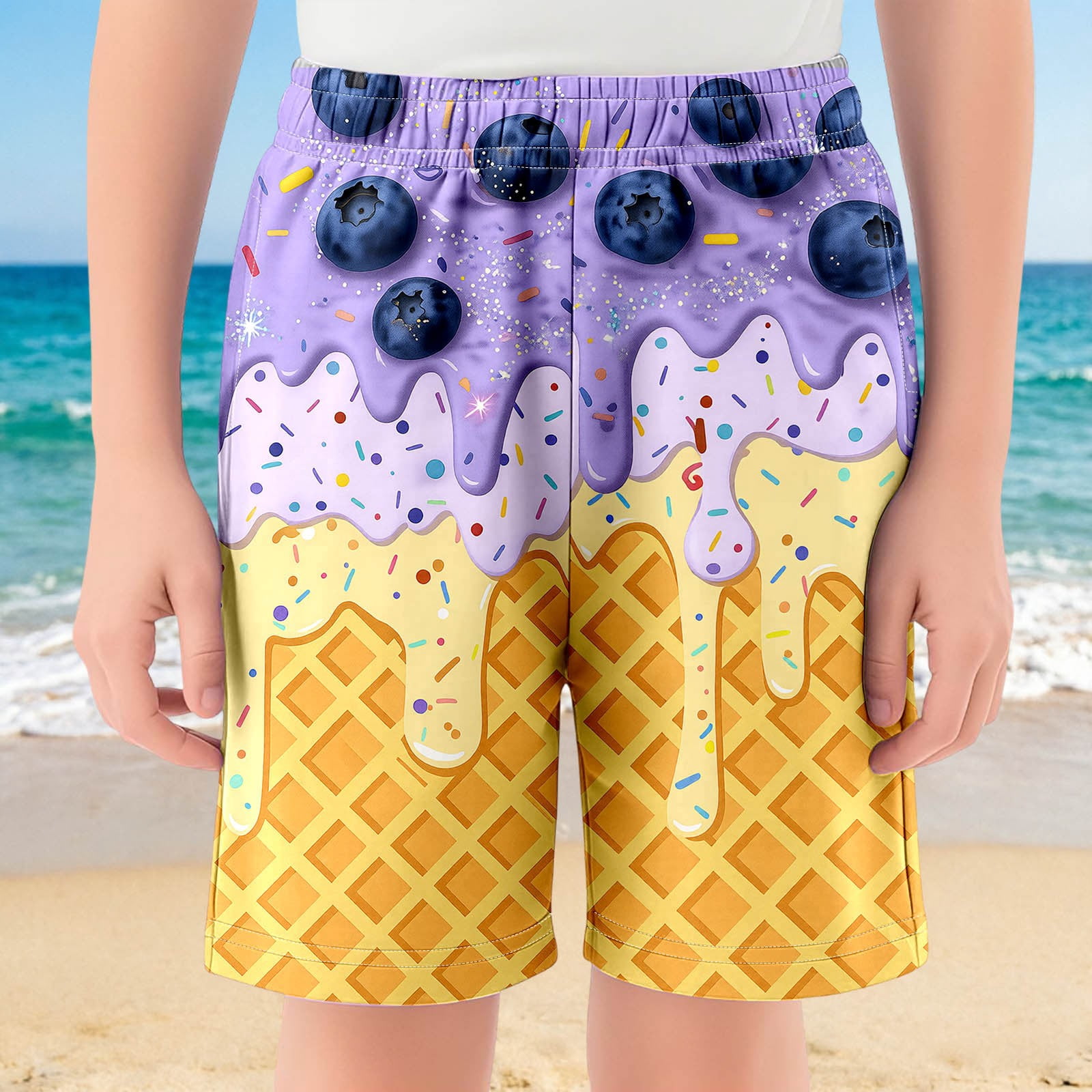 Boys Ice Print Short Sleeve Top Playful Summer Tee For Kids With ...