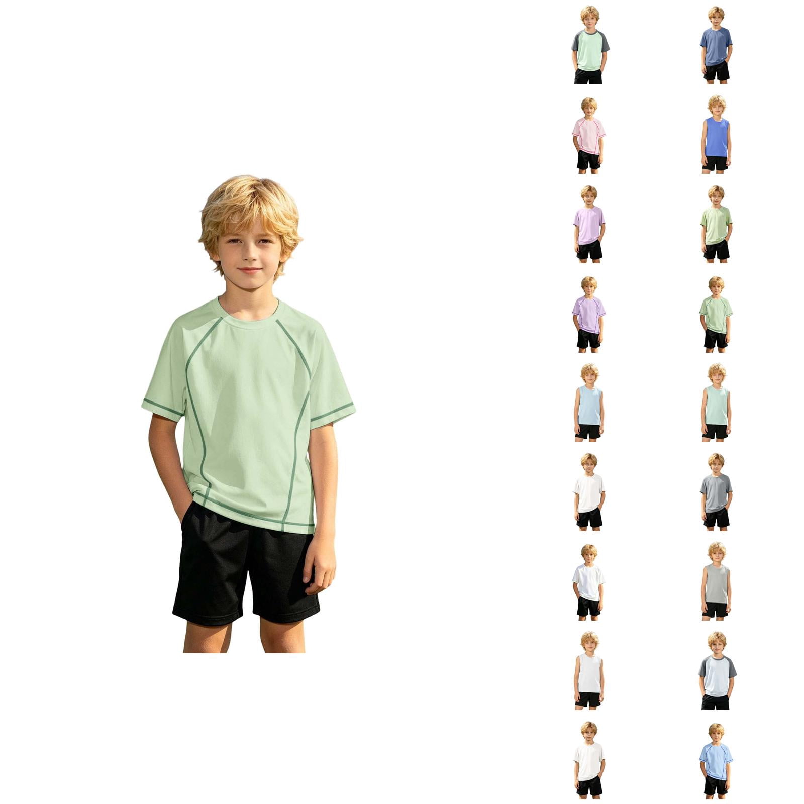 Boys Ice Silk Short Sleeve Tee Breathable Wicking Sport Yoga Summer Top ...