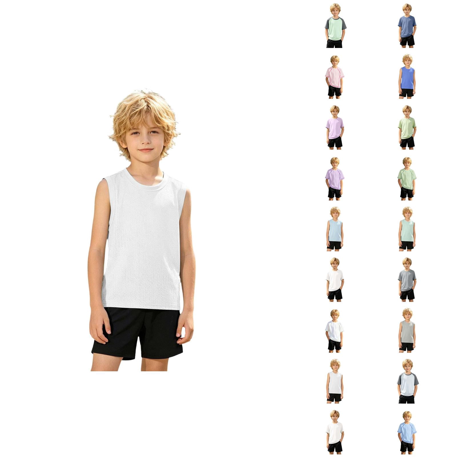 Boys Ice Silk Vest Sleeveless Summer Thin Mesh Tank Top Solid Color ...