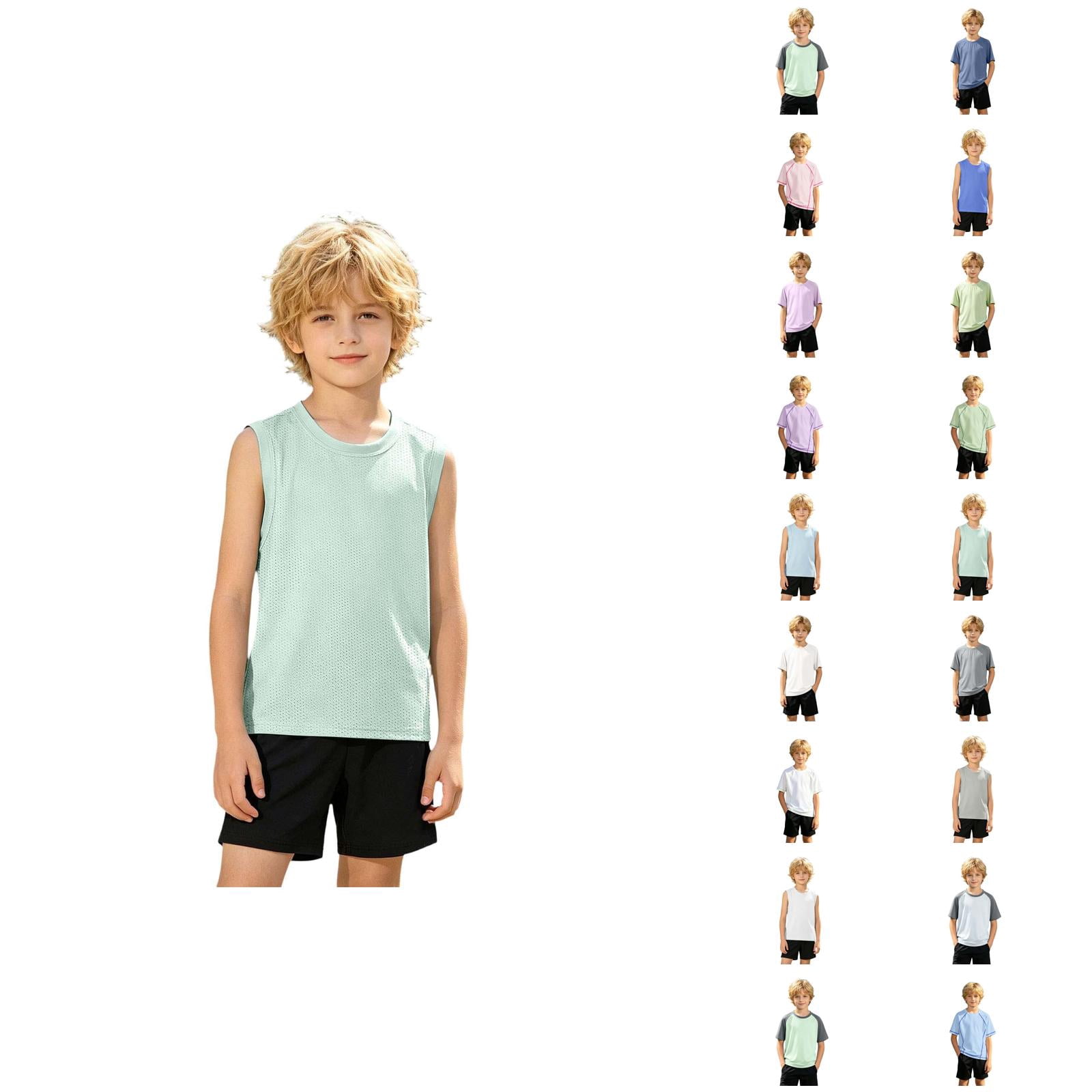 Boys Ice Silk Vest Sleeveless Summer Thin Mesh Tank Top Solid Color ...