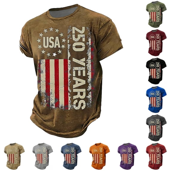 Boys Independence Day Graphic T-Shirt, Stars and Stripes Print Tee for ...