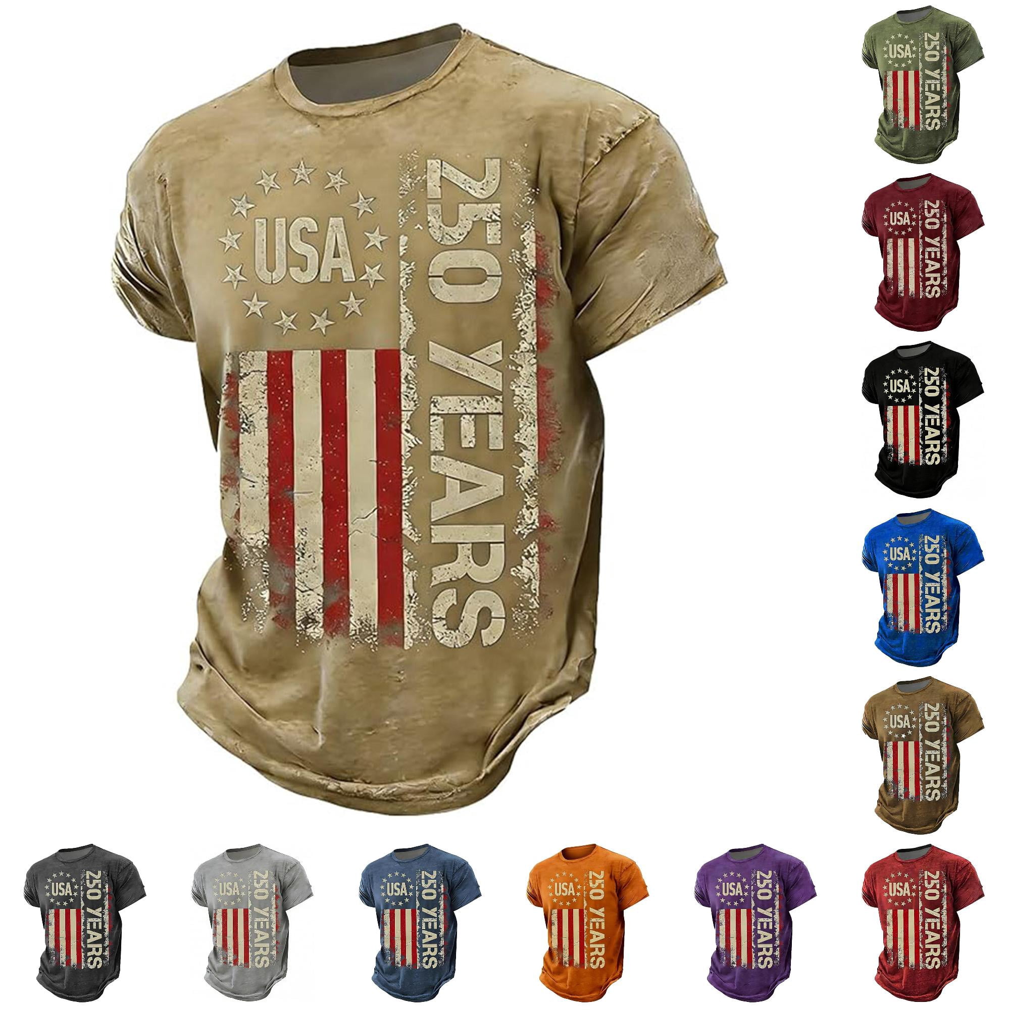 Boys Independence Day Graphic T-Shirt, Stars and Stripes Print Tee for ...