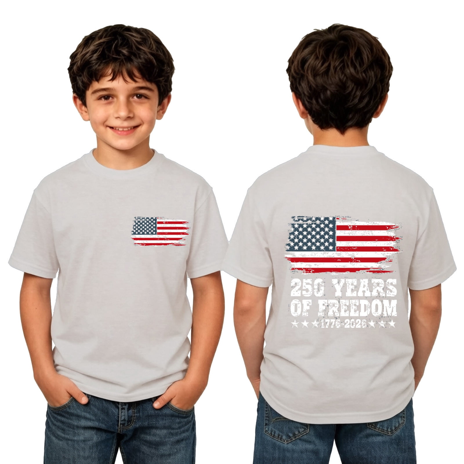 Boys Independence Day Patriotic Print Short Sleeve Tee Shirt Casual ...