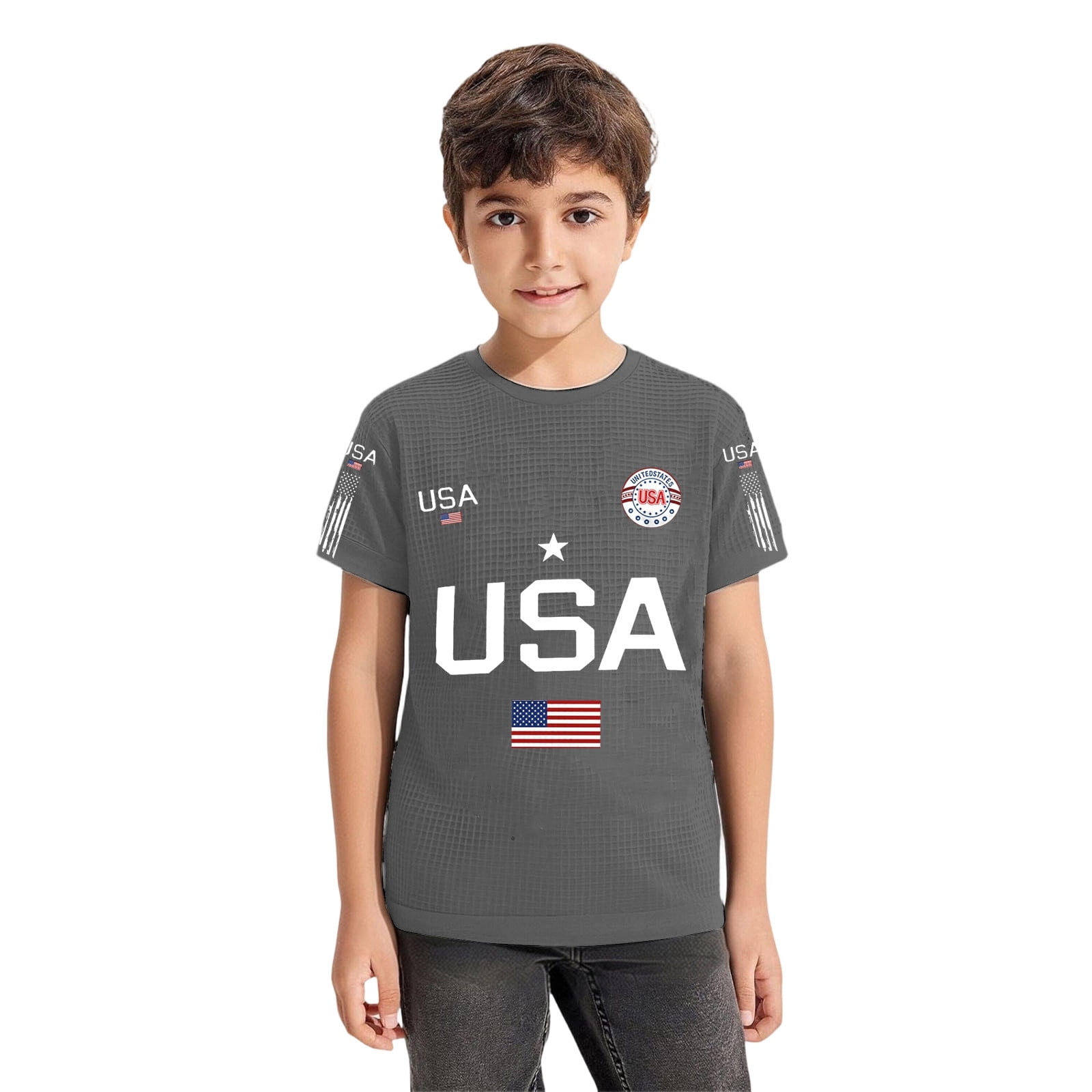 Boys’ Independence Day USA Logo T-Shirt, Patriotic 4th of July Kids ...