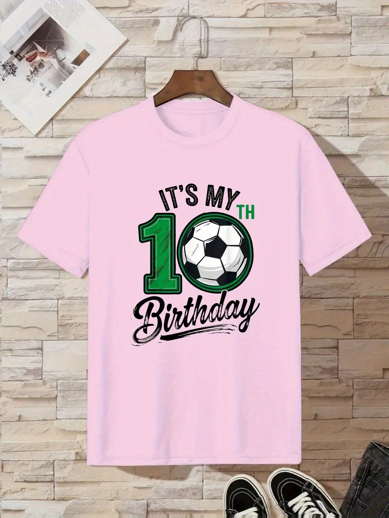 Boys' "It's My 10th Birthday" Soccer T-Shirt - Soft Cotton, White with ...