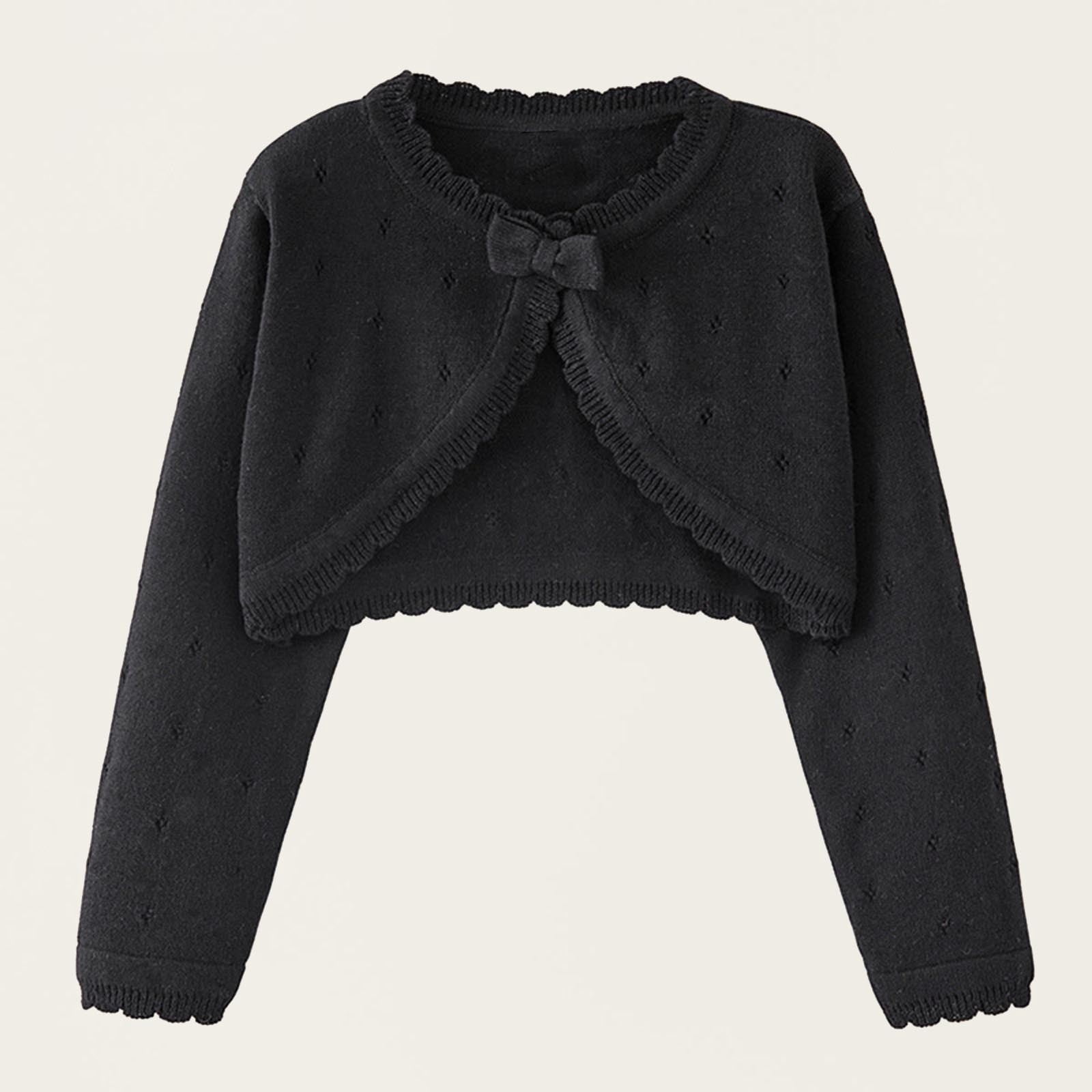 Boys Jacket Girls Cute Bow Cardigan Open Front Cropped Knit Lightweight ...