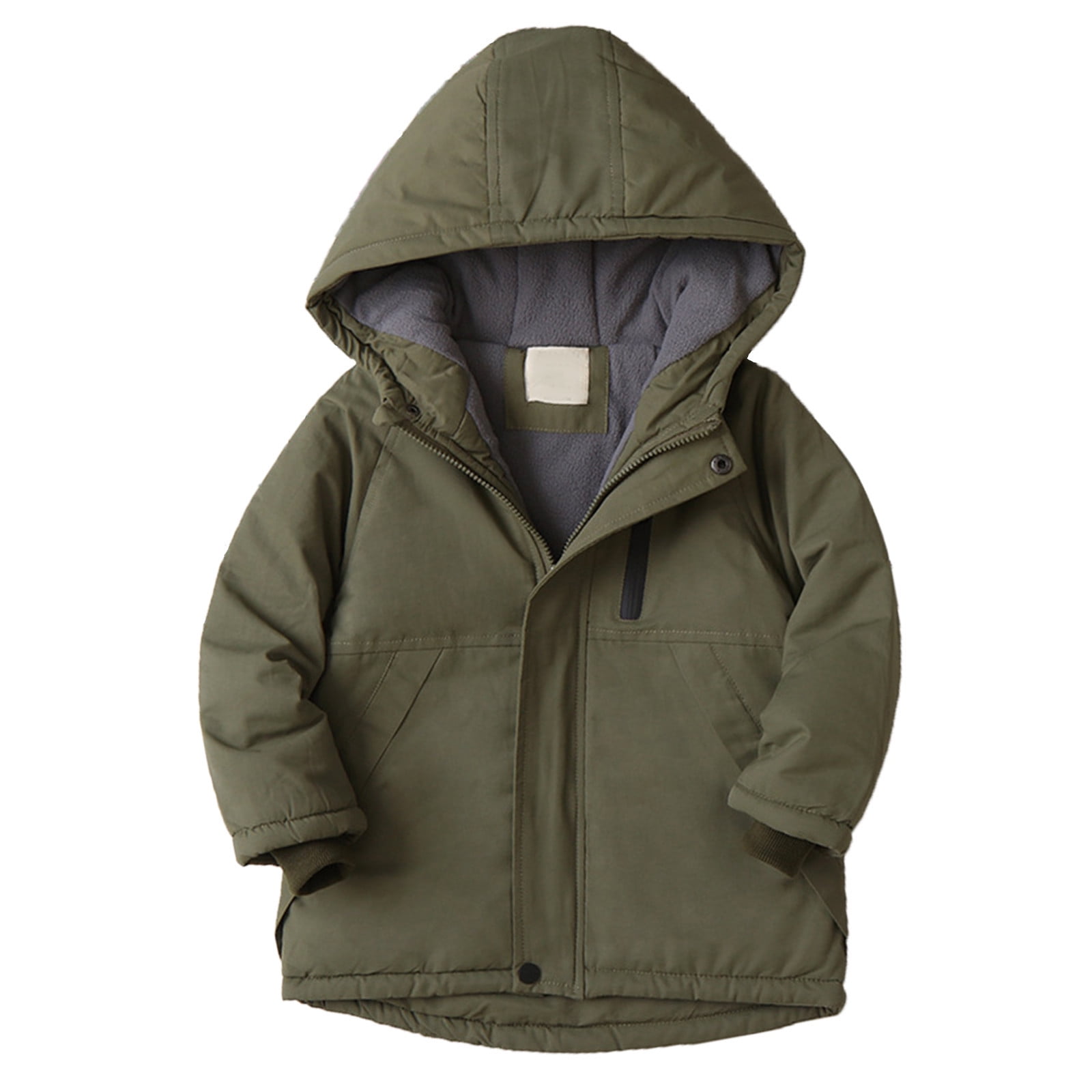 Boys Jacket Kids Coat Solid Hooded Jacket Toddler Windproof Thick Warm ...
