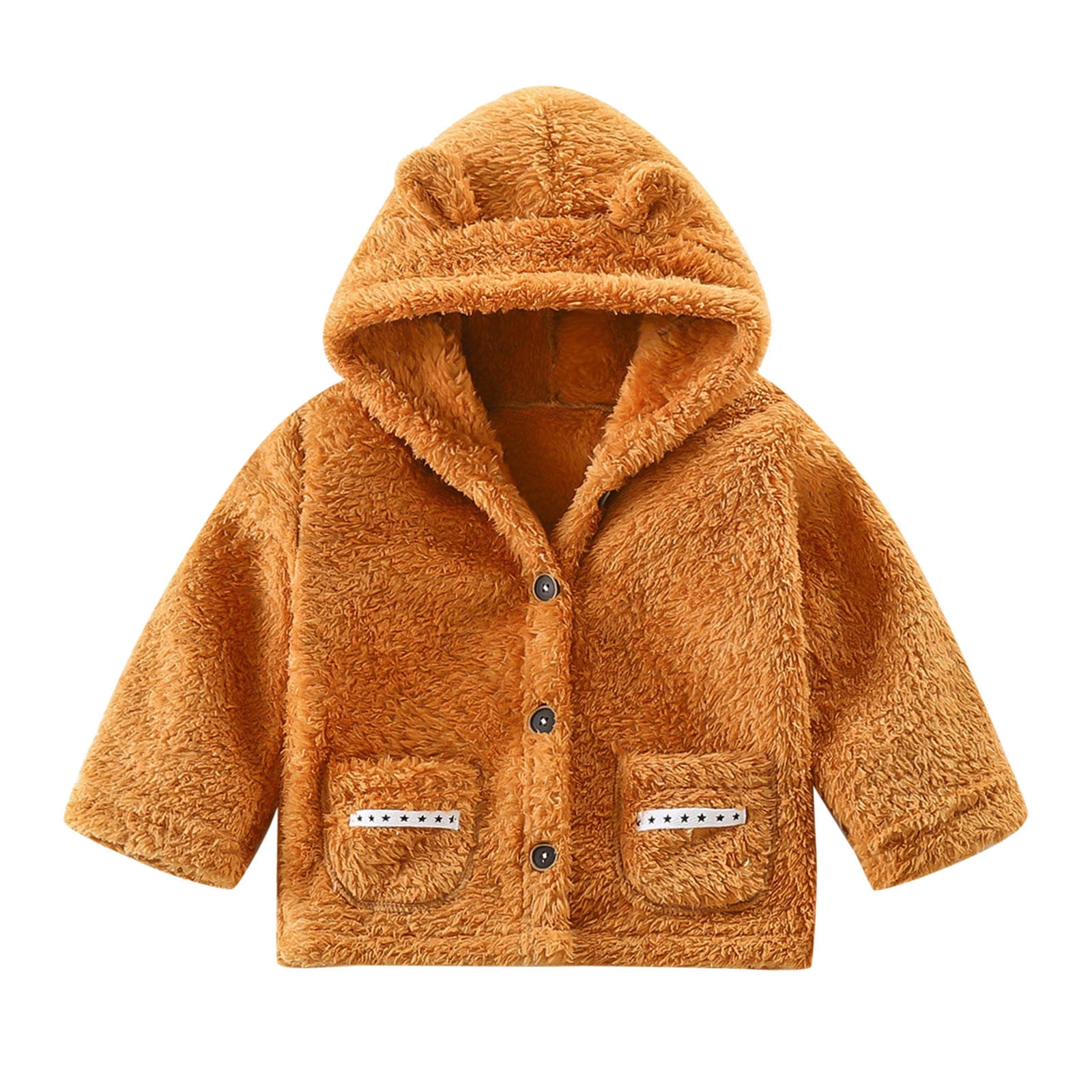 Boys Jacket Winter Thick Warm Hooded Jacket Long Sleeve Solid Color ...