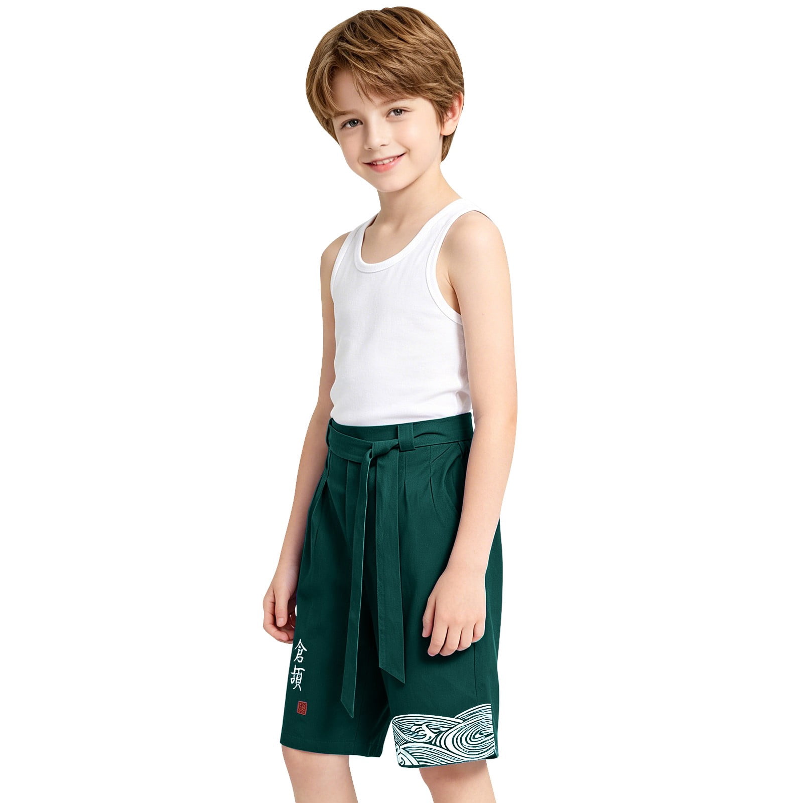 Boys Japanese Kimono Traditional Shorts Teen Cotton Linen Short Pants ...