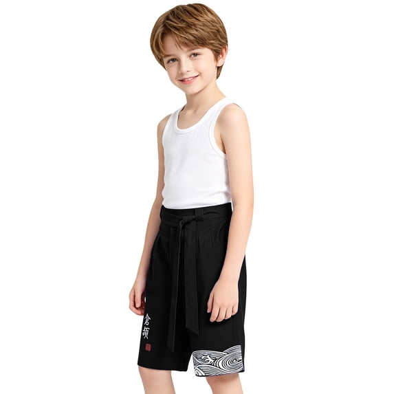 Boys Japanese Kimono Traditional Shorts Teen Cotton Linen Short Pants ...