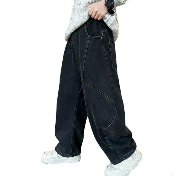 Boys' Jeans Black Jeans Kids Baggy Jeans Boys Straight Boys Wide Leg ...