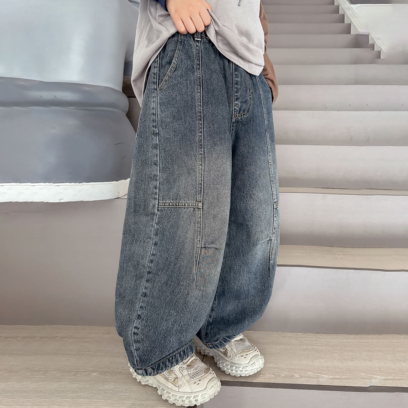 Boys Jeans Blue Jeans Kids Boys Loose Fit Jeans Straight Boys Wide Leg ...