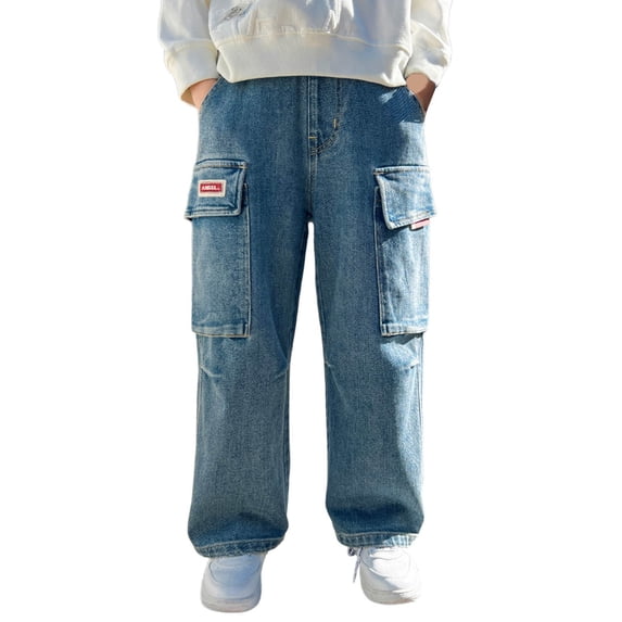 Boys Jeans Boys Cargo Jeans Baggy Jeans Straight Boys Wide Leg Jeans ...