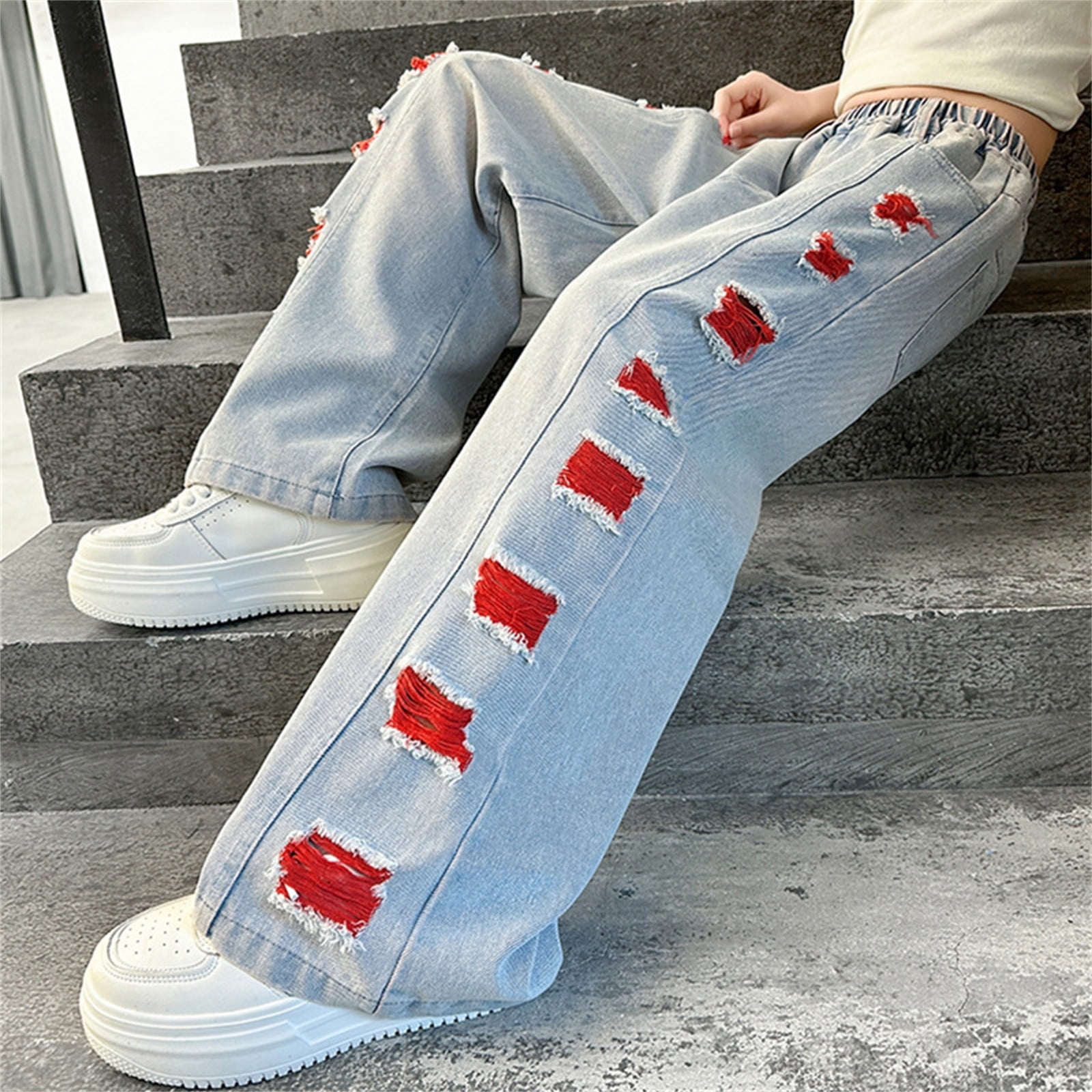 Boy's Fashion Jeans Classic Fit Elastic Waist Shorts Wide Leg High ...