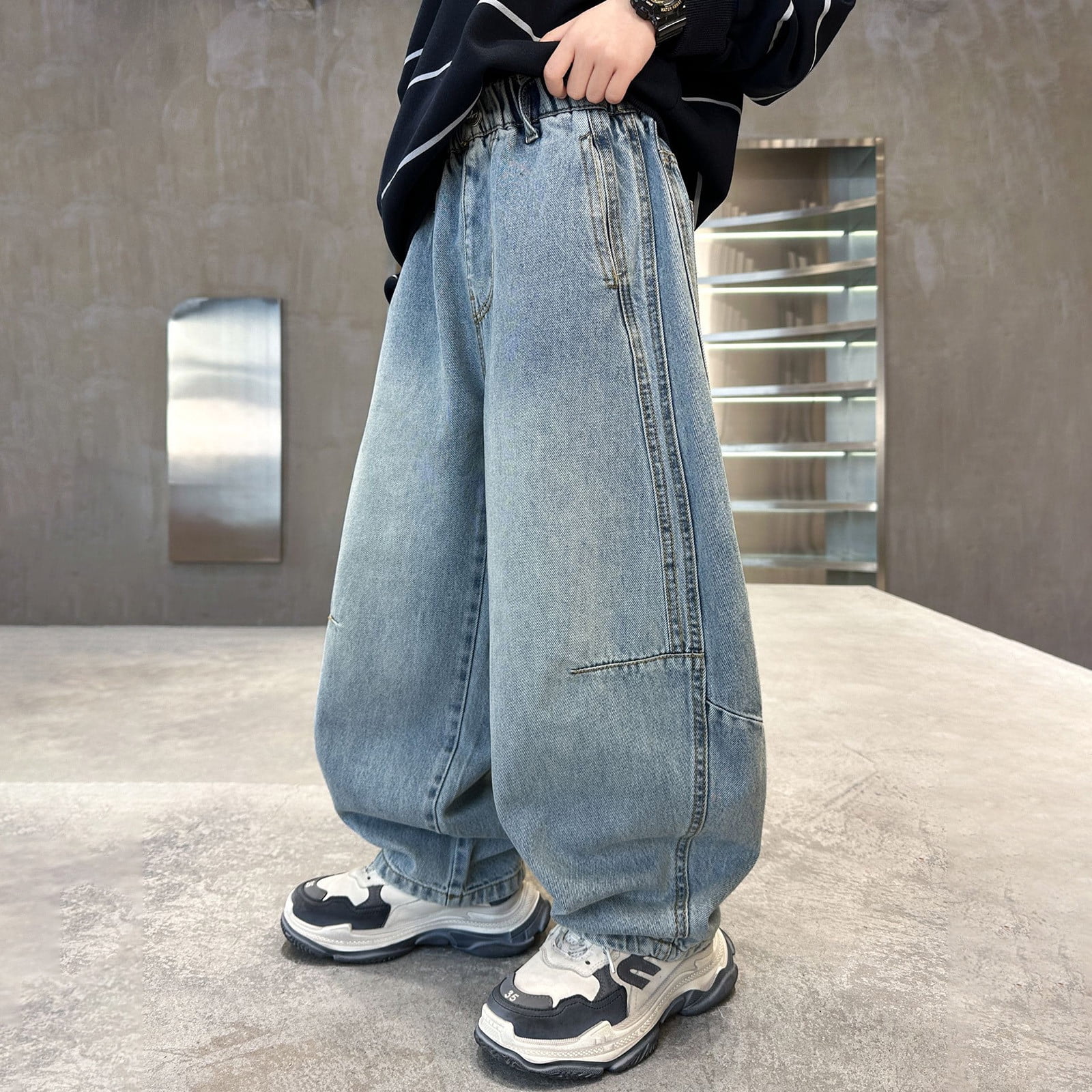 Boys Jeans Curved Blade Stylish Cool Summer Denim Long Pants for Big ...