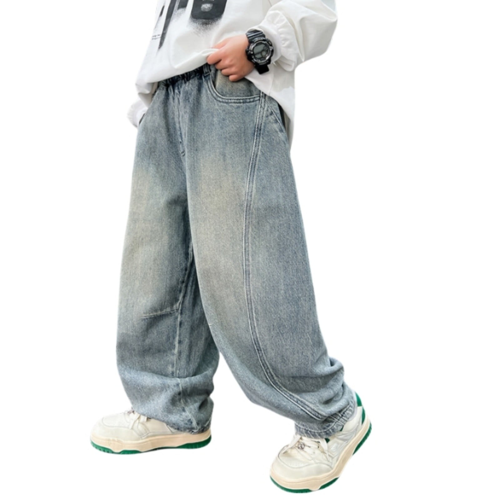 Boys Jeans Light Blue Jeans Pull On Jeans Wide Leg Jeans Teen Boy ...