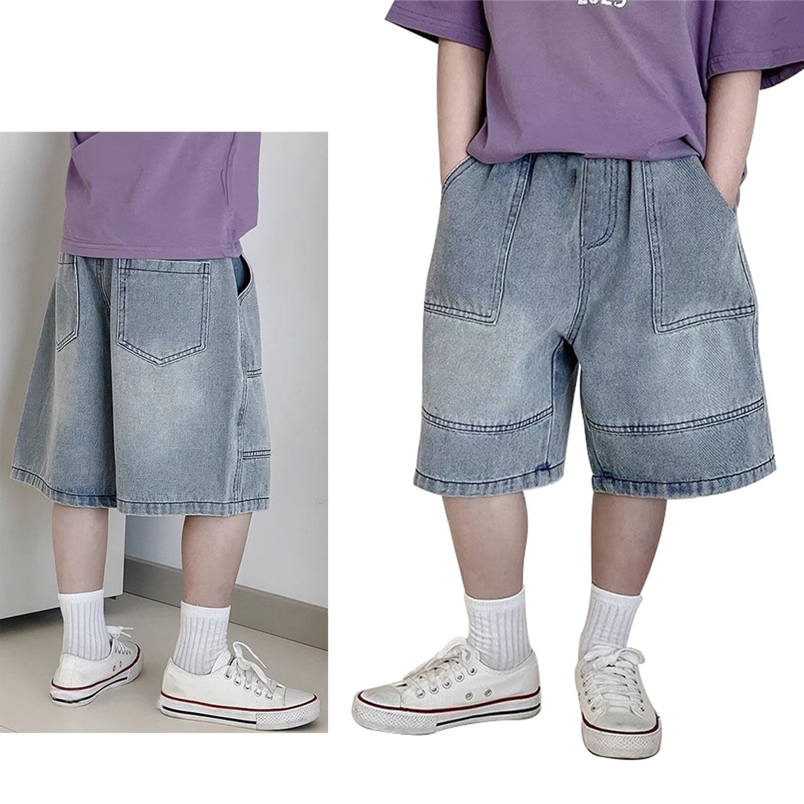 Boys Jeans Shorts Straight Leg Loose Boy Distressed Shorts for Boys 9 ...