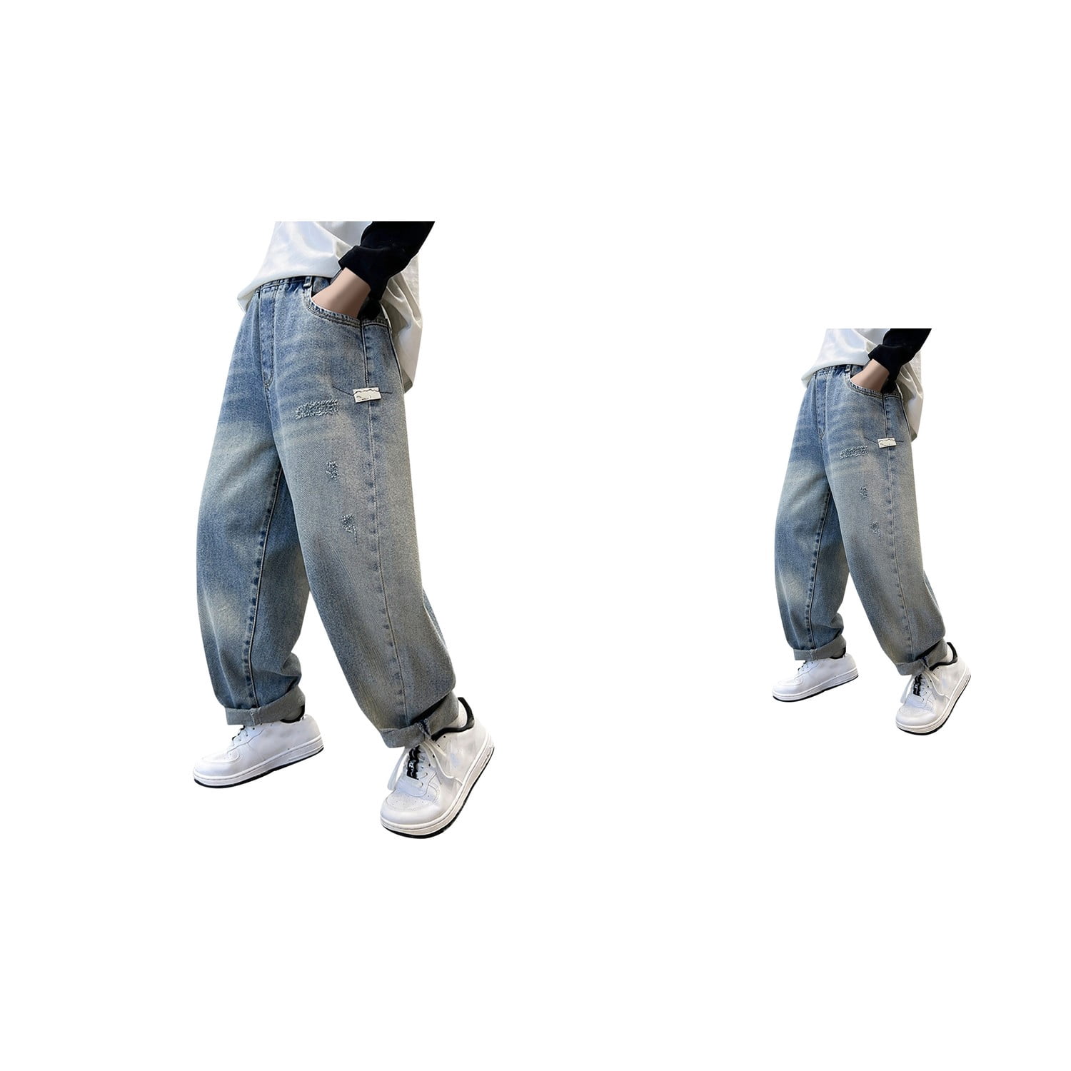 Boys Jeans Summer Kids Street Kids Baggy Straight Pants Boys Wide Legs ...