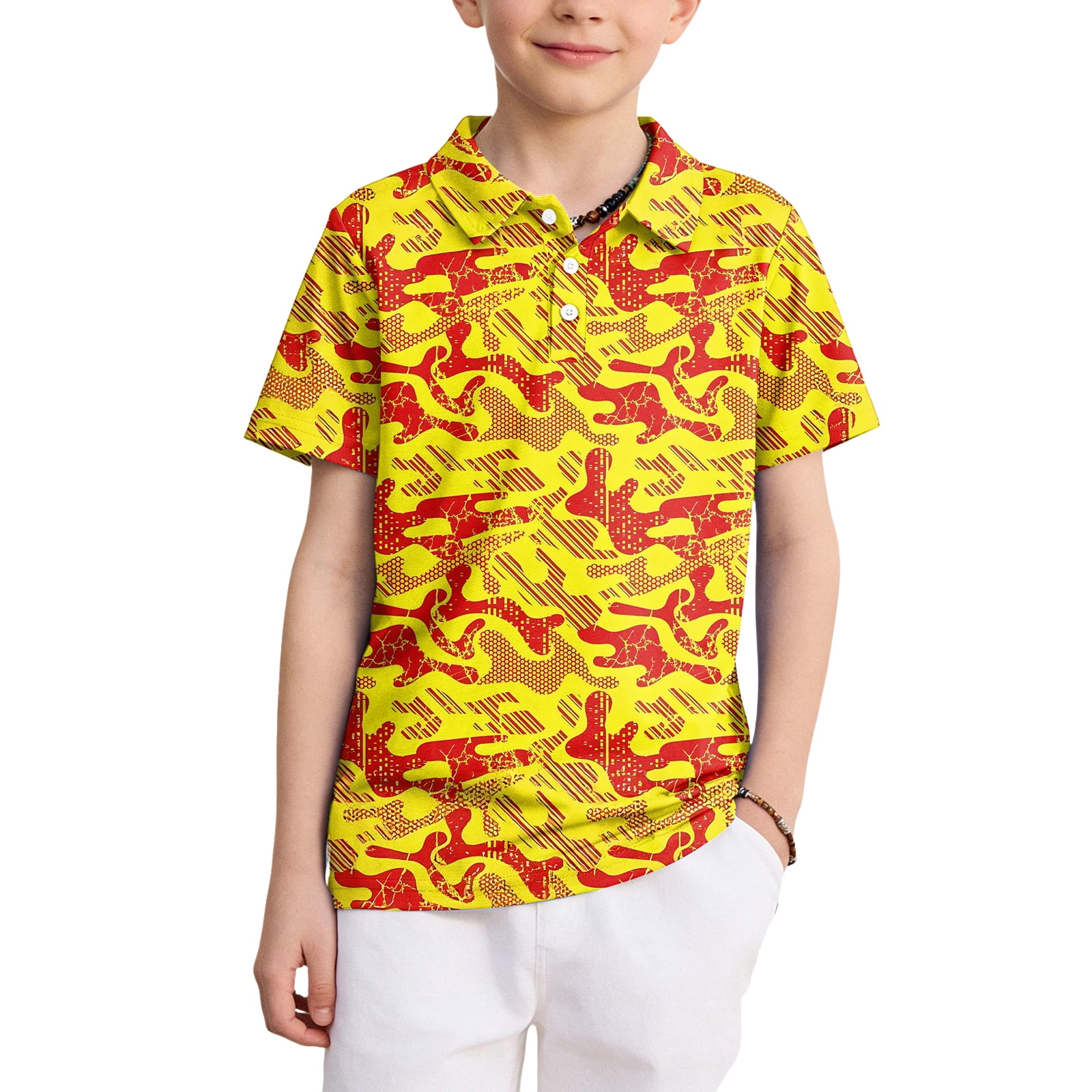 Boys Jersey Polo Shirt Short Sleeve Performance Print Shirts for Boys ...